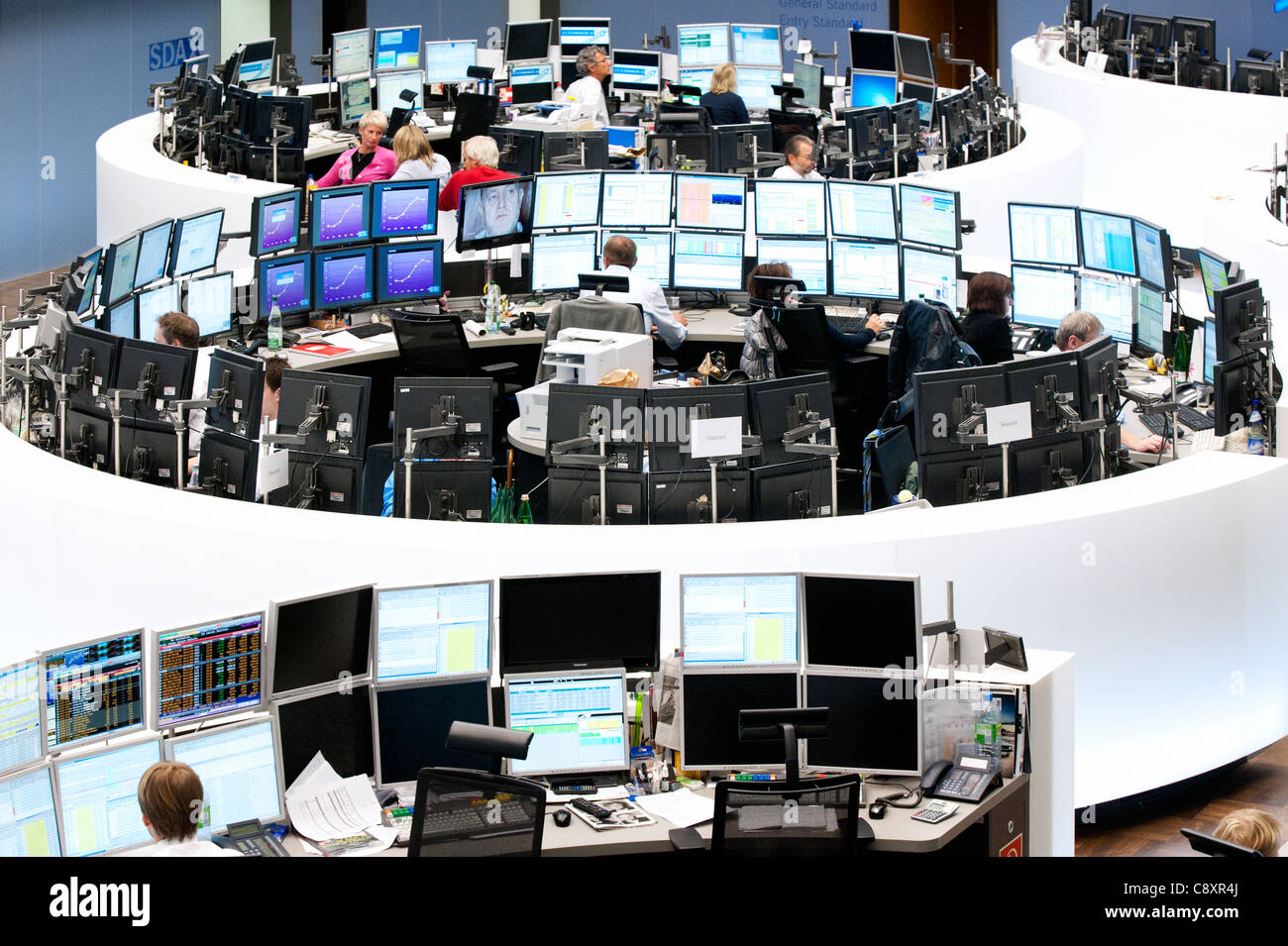 Trading floor of Frankfurt Stock Exchange, Hesse, Germany Stock Photo ...