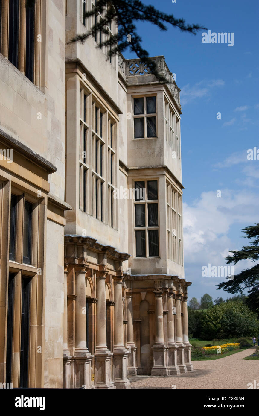 A view of the facade of Audley End House and Gardens in Essex, owned by ...