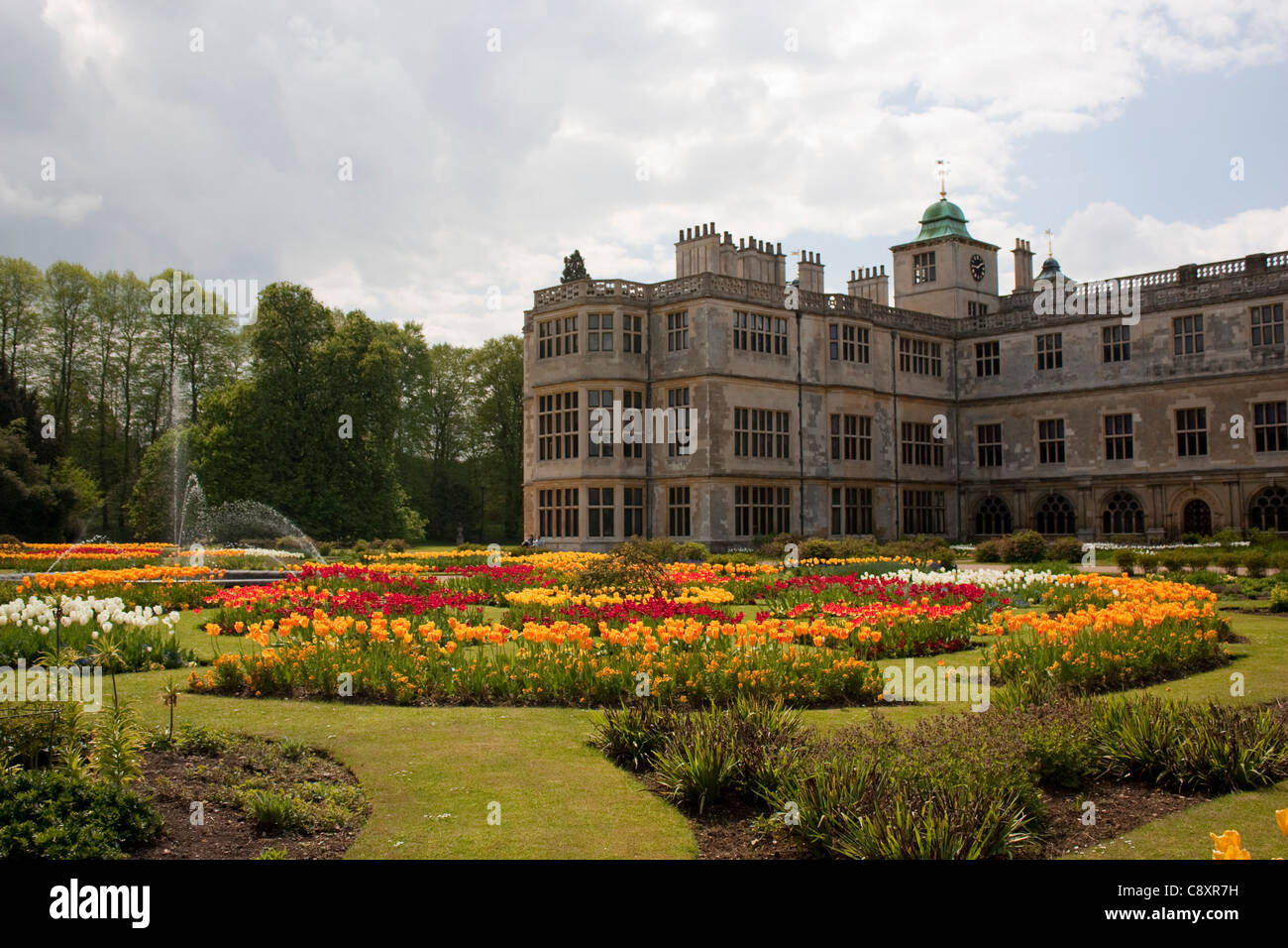 A view of the parterre and rear of the house at Audley End House and ...