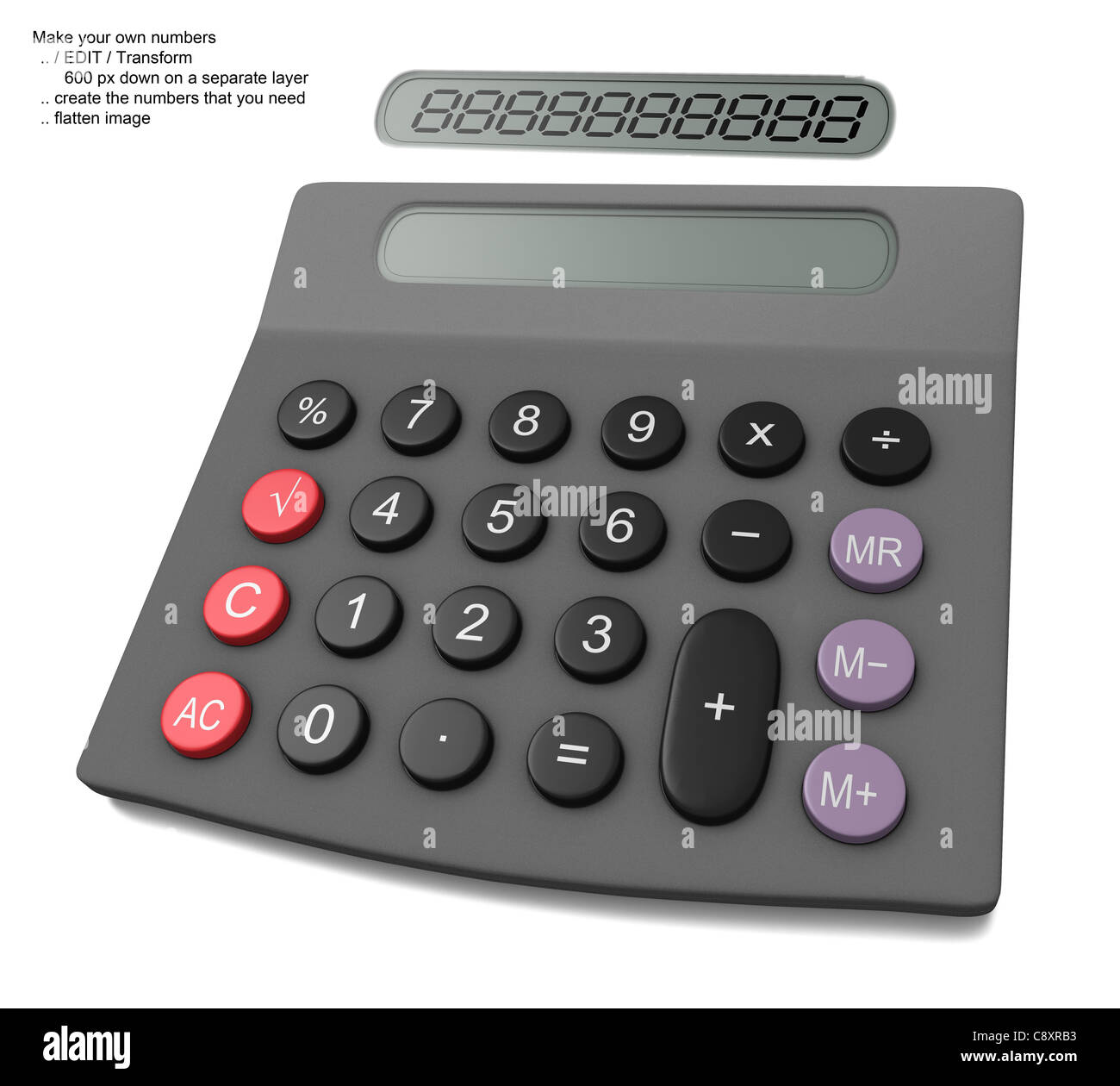 Calculator on a white background with digital number creator Stock ...