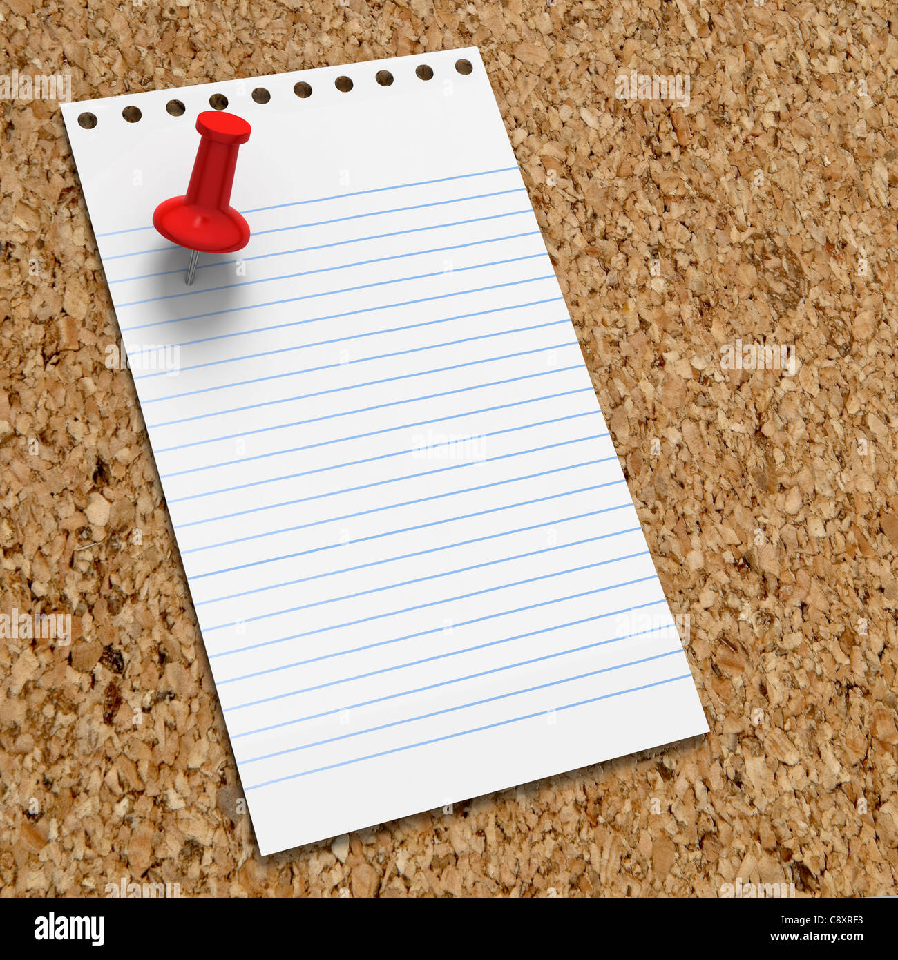 Blank note with red pushpin on corkboard Stock Photo - Alamy