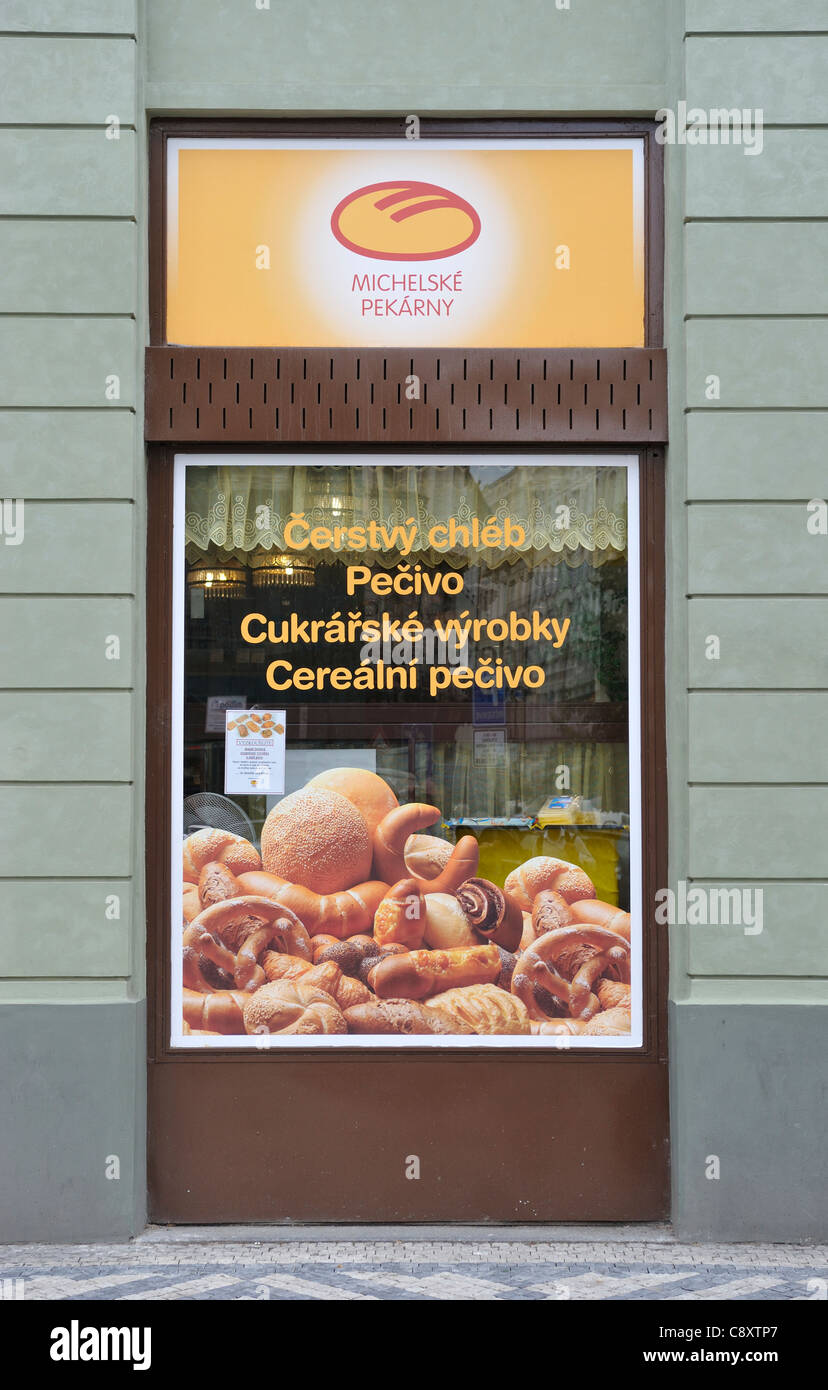 Bakery restaurant window Josefov Prague Czech Republic Stock Photo - Alamy