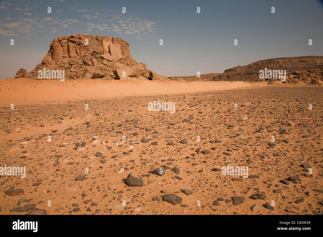 Desert landscape with volcanic rockfall, near to Graffiti Rock, Central ...