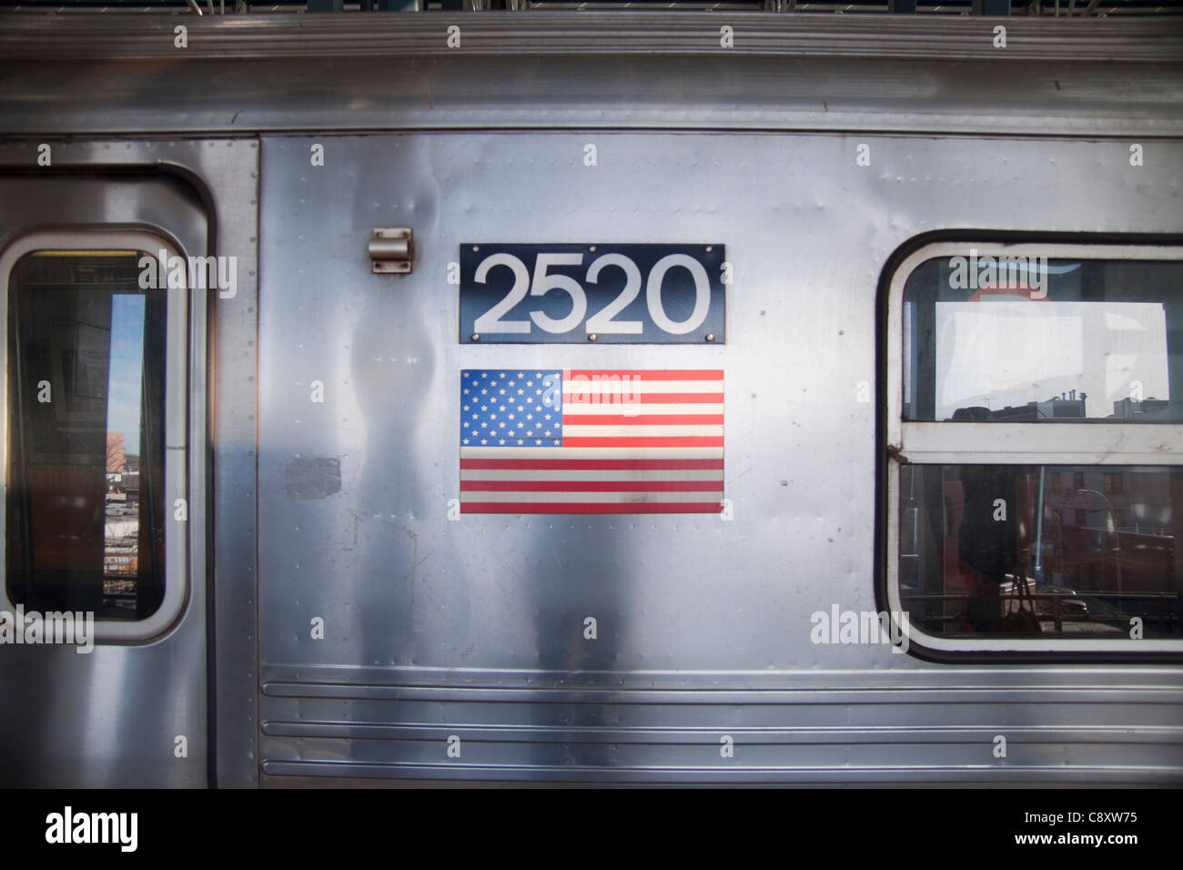 American flag on the side of a New York Subway train Stock Photo - Alamy