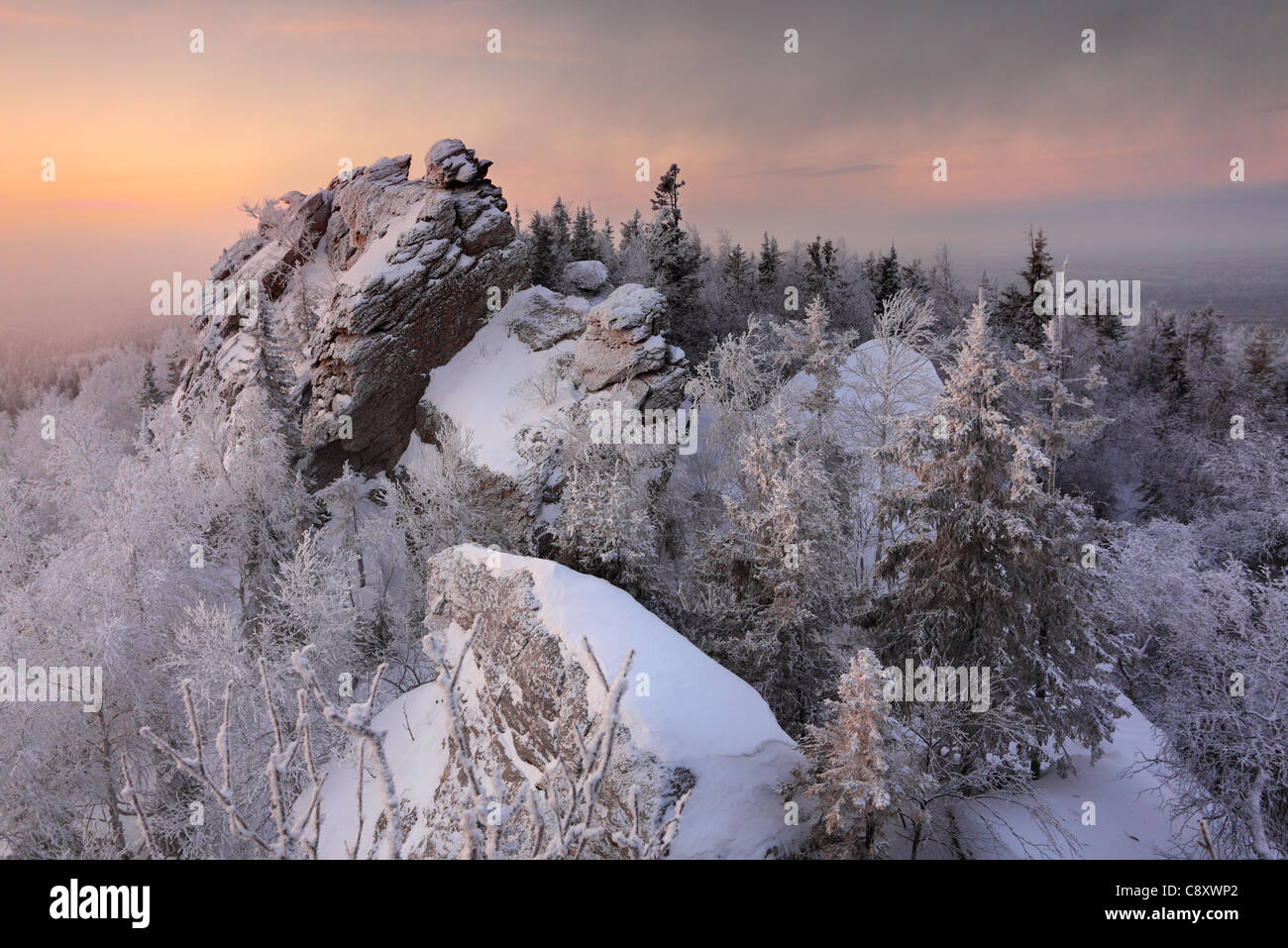 winter ural forest moutains Stock Photo - Alamy