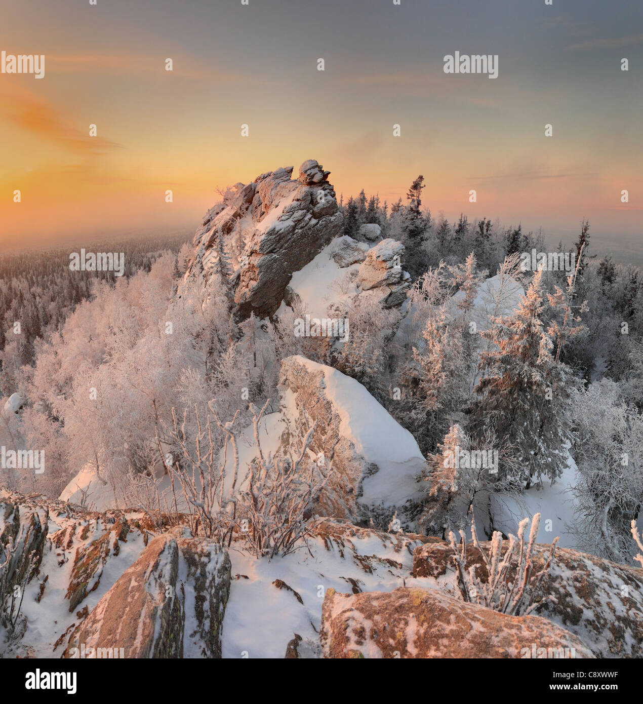 winter ural forest moutains Stock Photo - Alamy