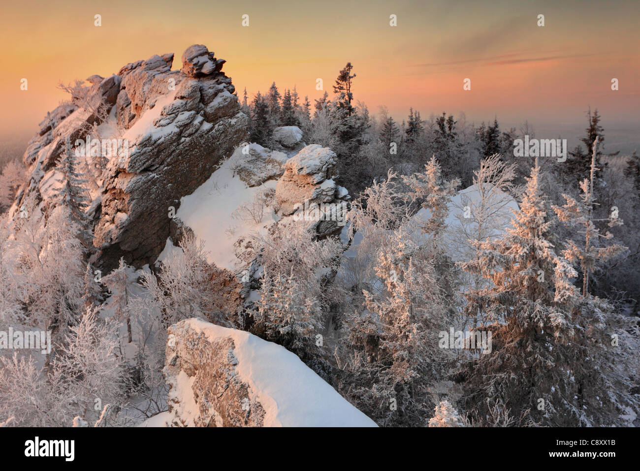 winter ural forest moutains Stock Photo - Alamy