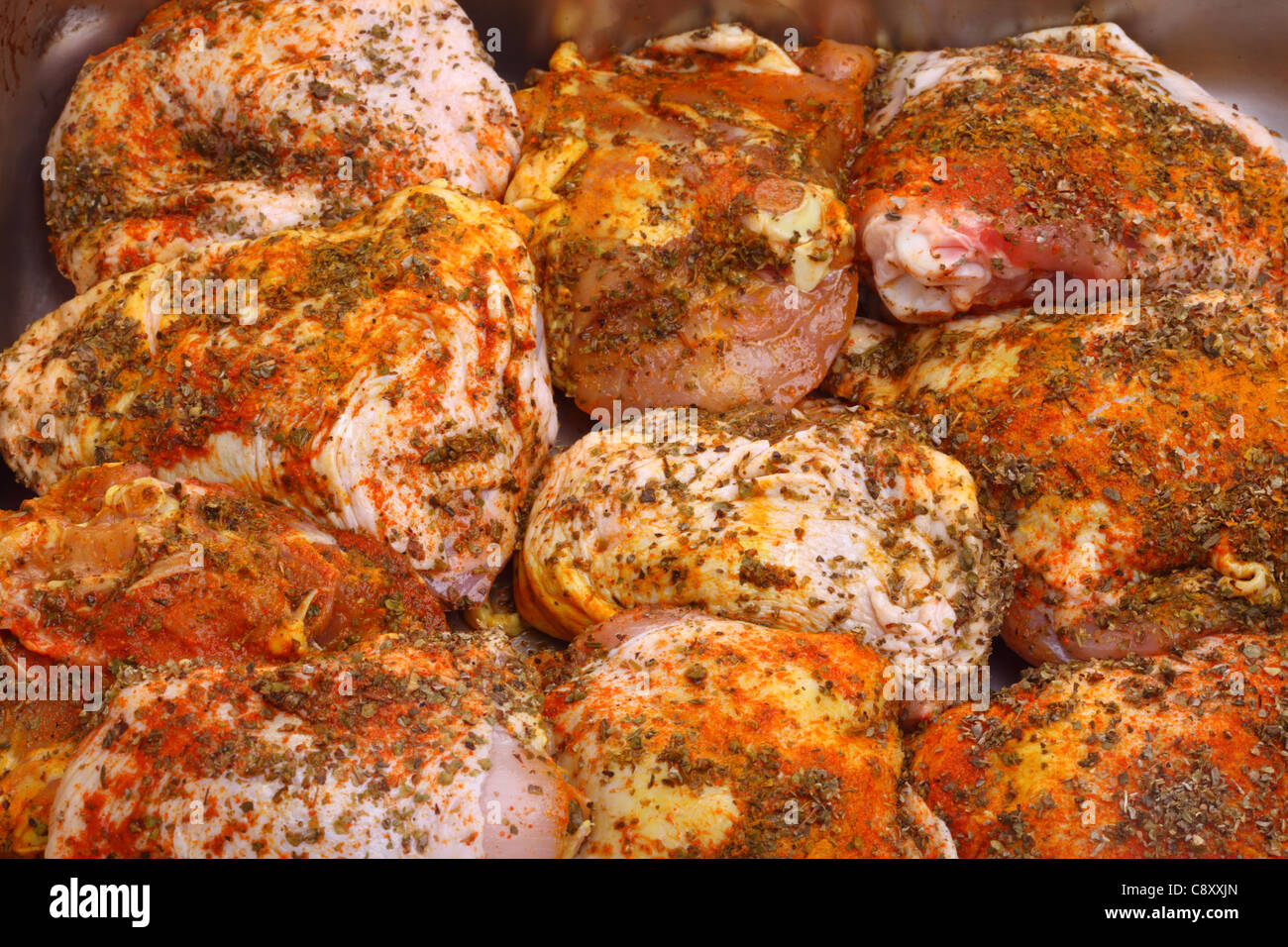 fat spiced grilled chicken background Stock Photo - Alamy