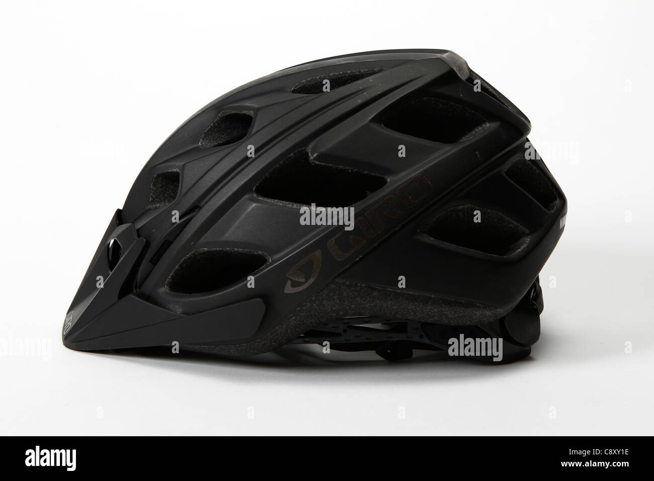 black mountain bike helmet Stock Photo - Alamy