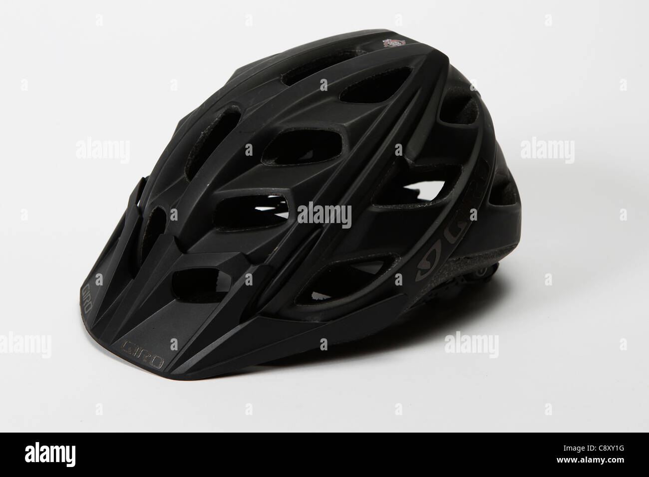black mountain bike helmet Stock Photo - Alamy