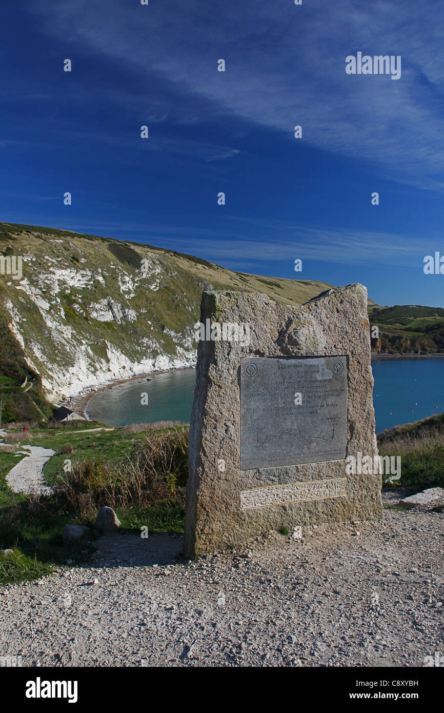 Stone memorial tablet at Lulworth Cove unveiled by HRH Prince of Wales ...