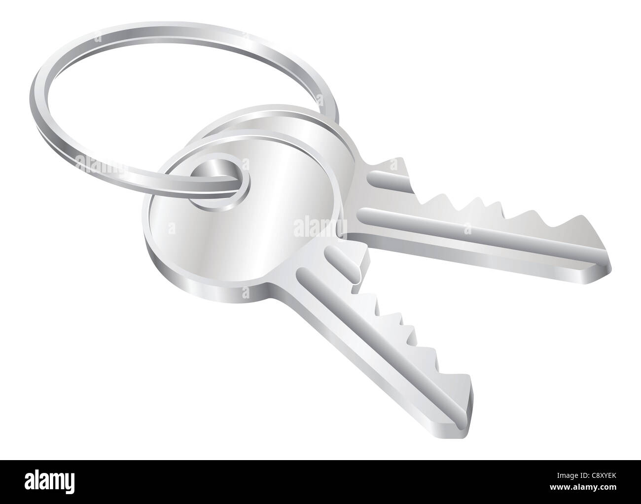 Illustration of a set of two keys on a keyring Stock Photo - Alamy