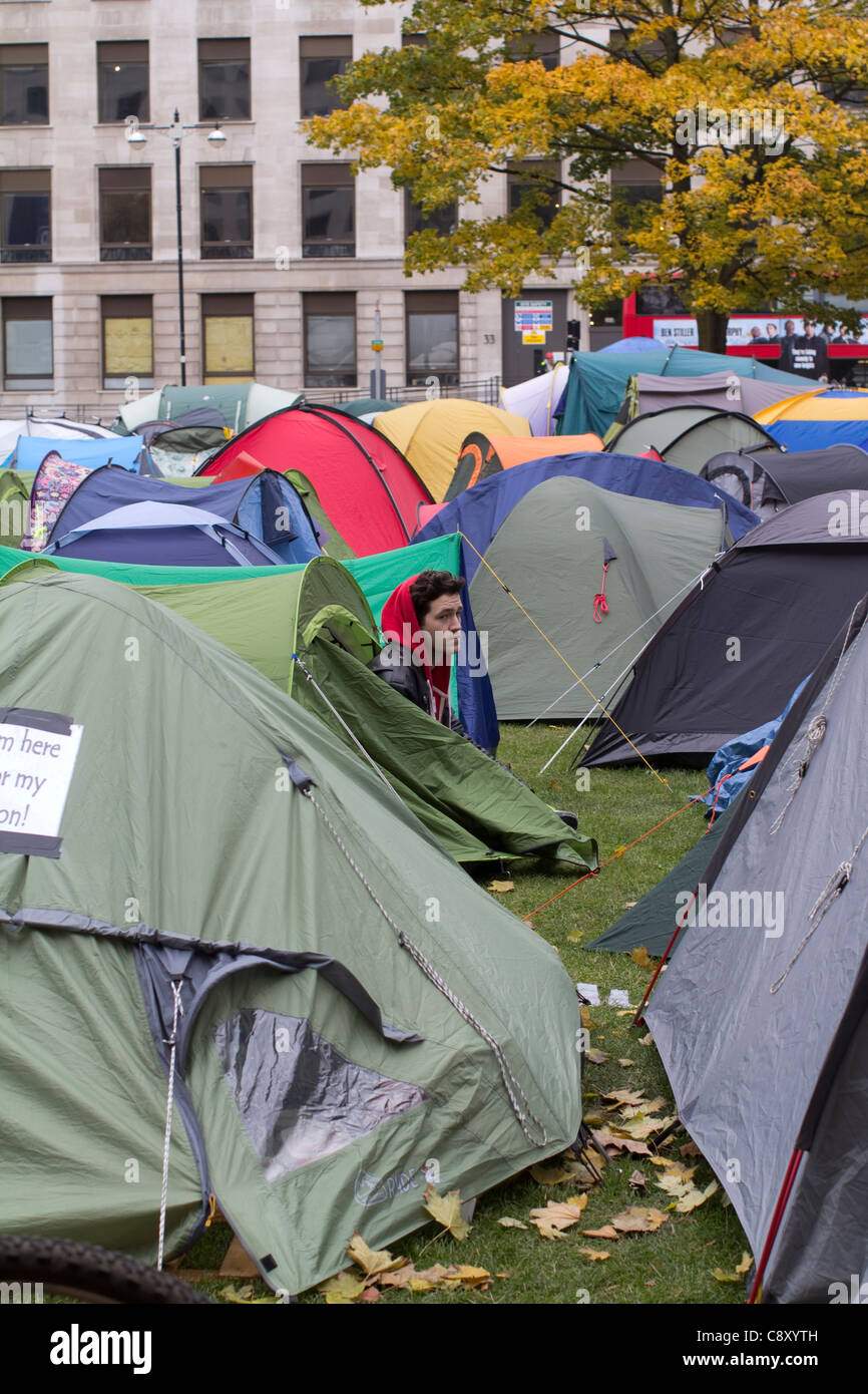 Occupy London tents anti capitalist protestors in Finsbury Square ...
