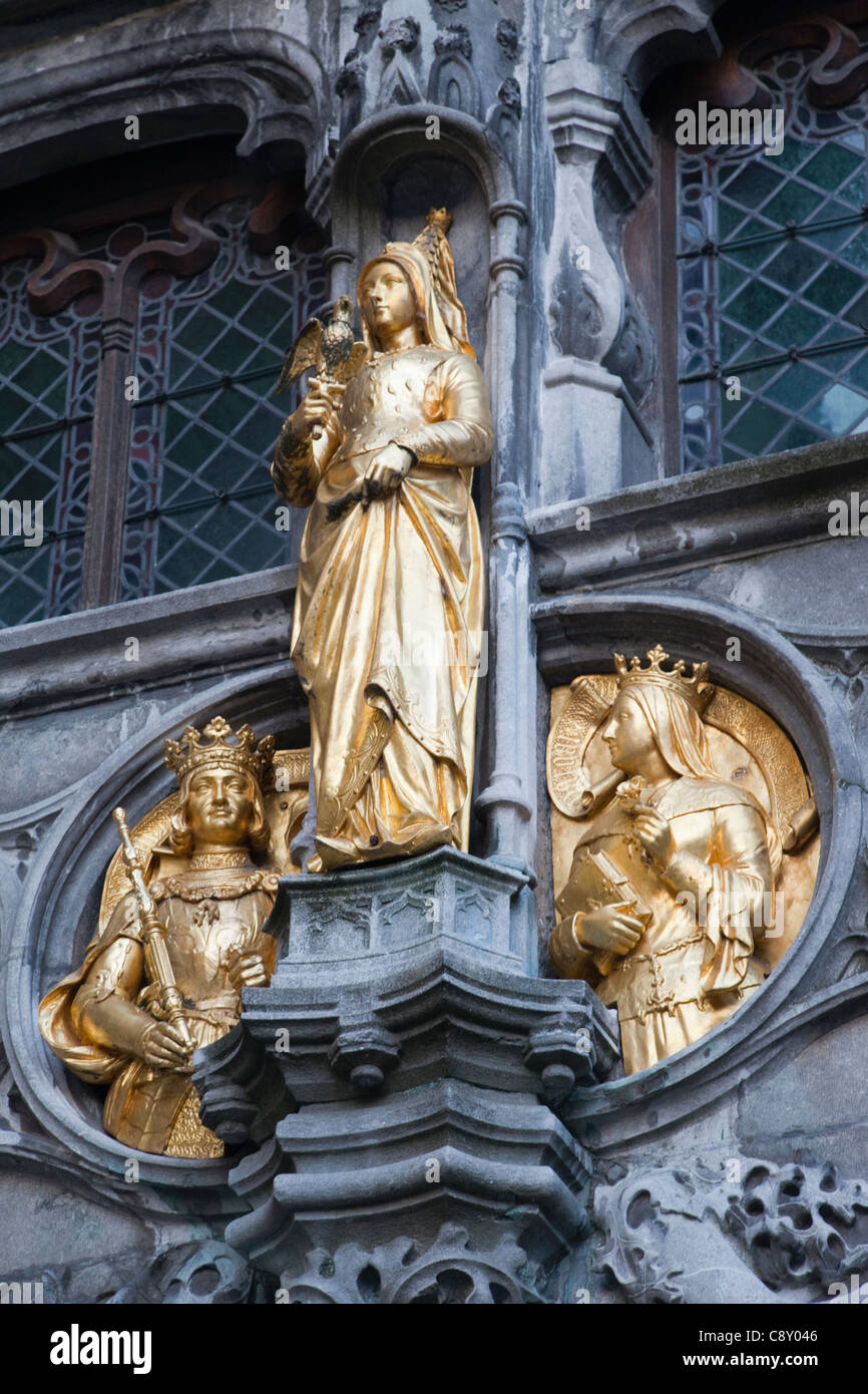 Belgium, Brugge, Facade of the Holy Blood Church, Golden Figure Stock ...