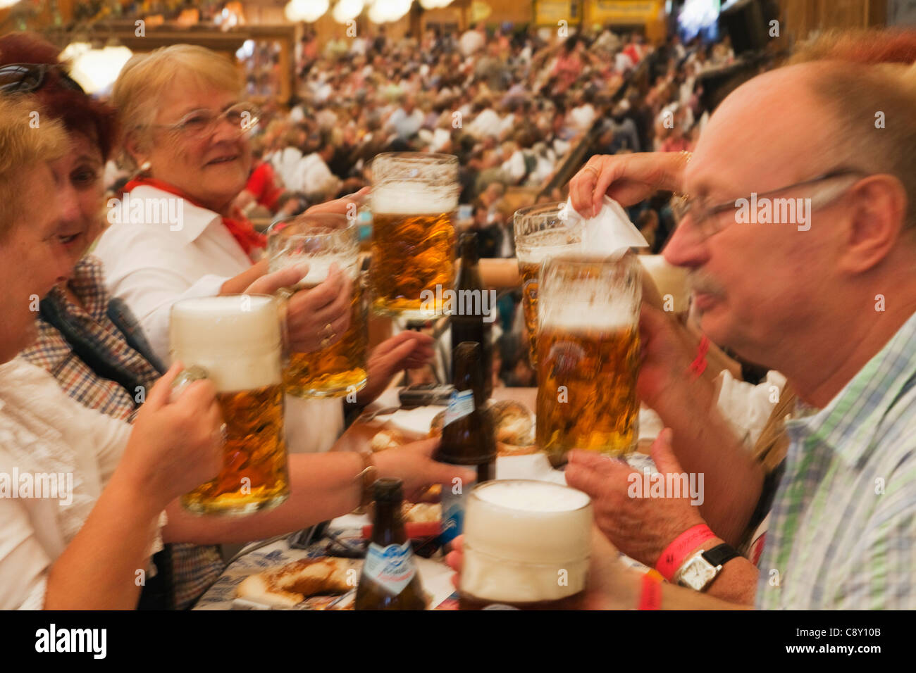 Germany, Bavaria, Munich, Oktoberfest, Typical Beer Tent Scene Stock ...