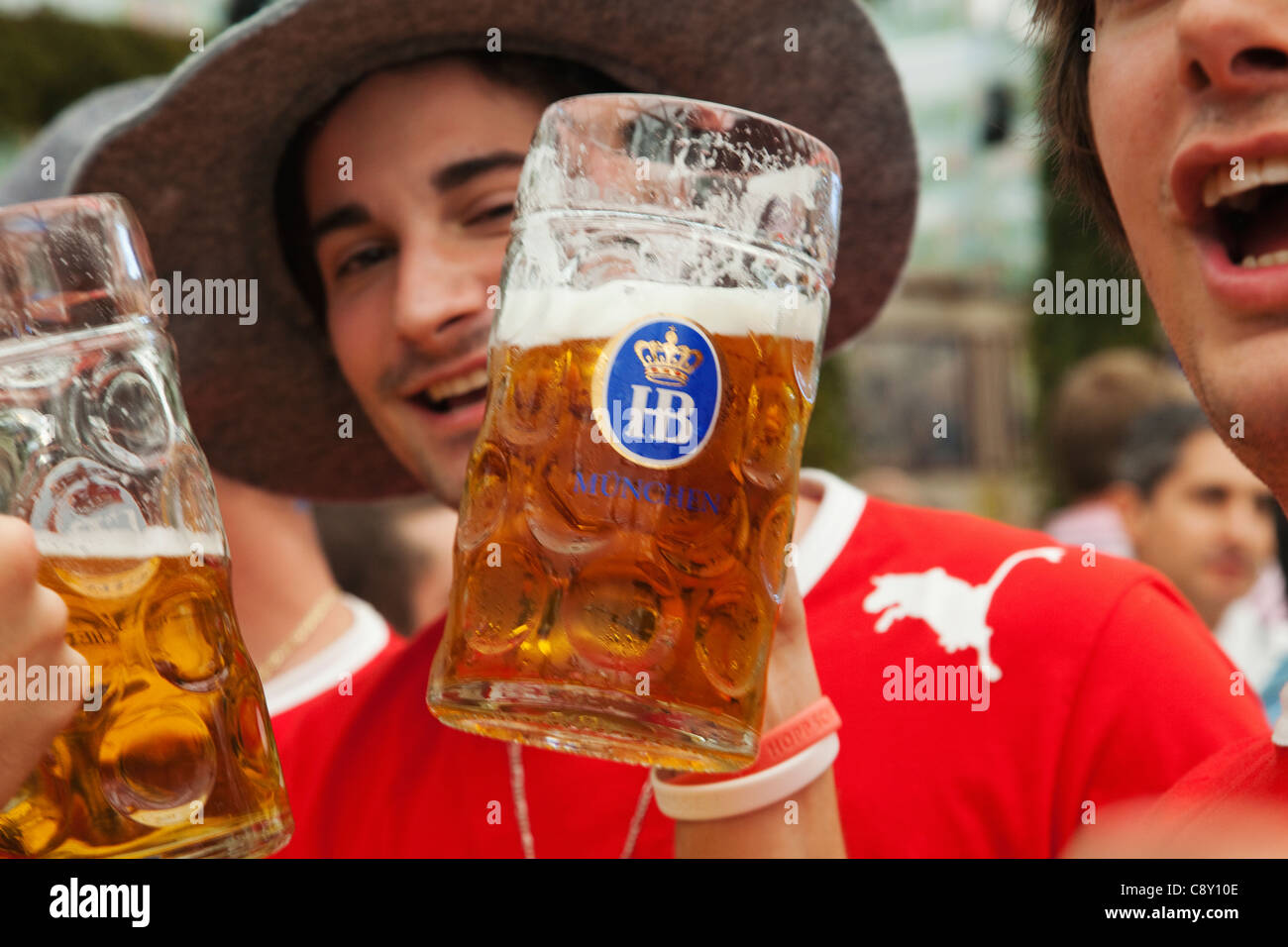 Germany, Bavaria, Munich, Oktoberfest, Typical Beer Tent Scene Stock ...