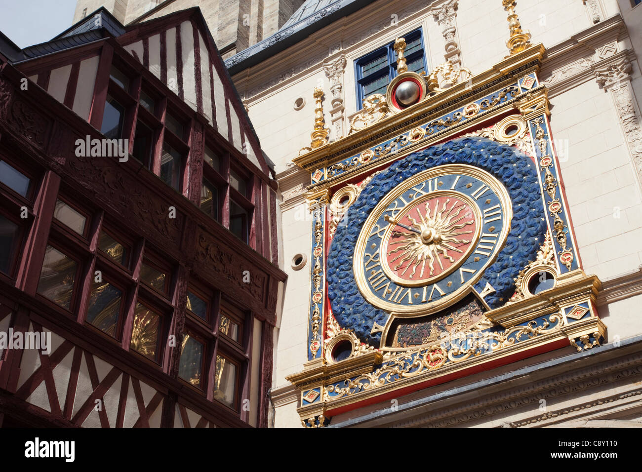 France, Normandy, Rouen, The Gros Horloge aka The Great Clock Stock ...