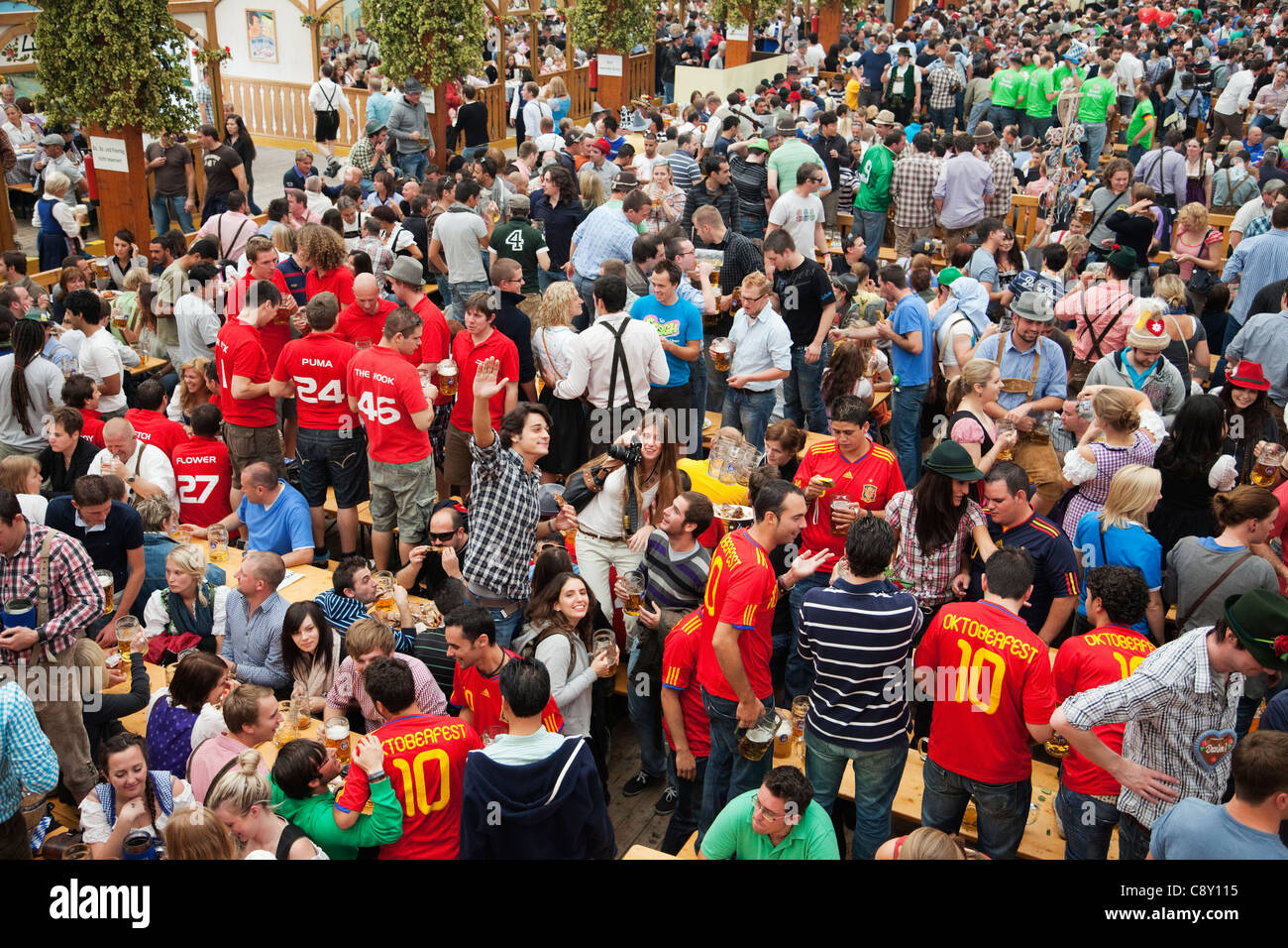 Germany, Bavaria, Munich, Oktoberfest, Typical Beer Tent Scene Stock ...