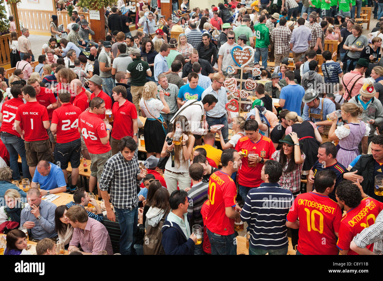 Germany, Bavaria, Munich, Oktoberfest, Typical Beer Tent Scene Stock ...