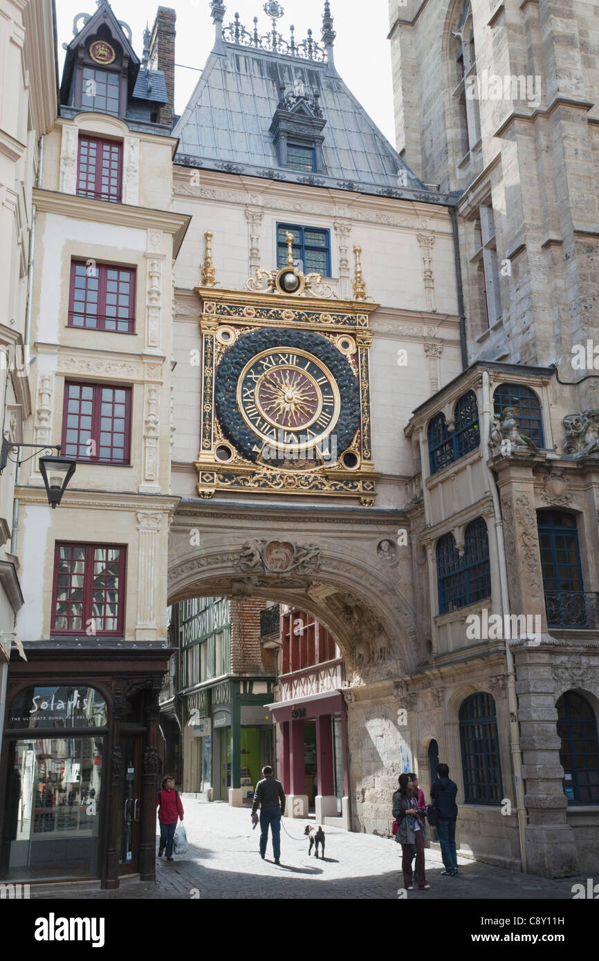 France, Normandy, Rouen, The Gros Horloge aka The Great Clock Stock ...