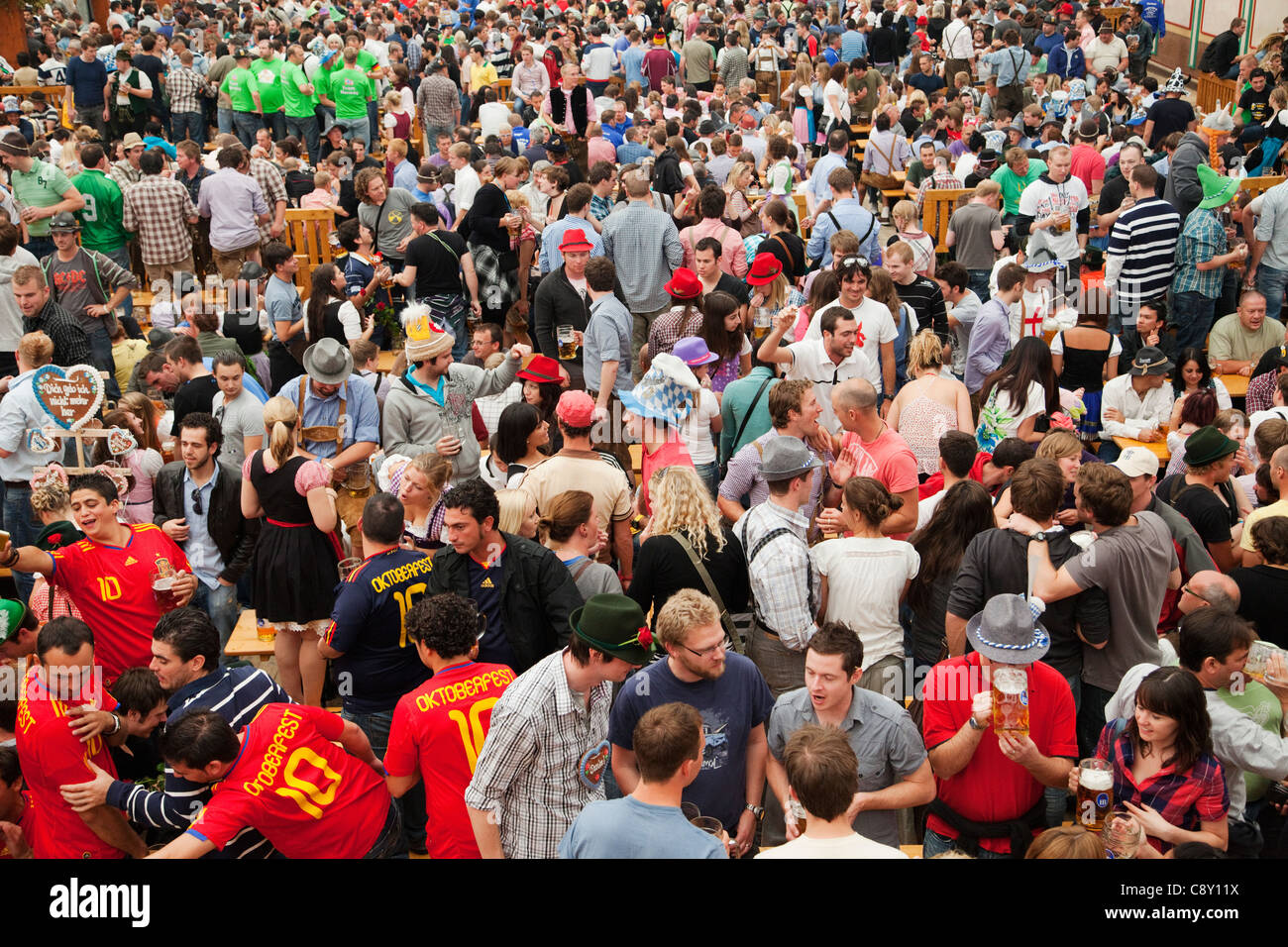 Germany, Bavaria, Munich, Oktoberfest, Typical Beer Tent Scene Stock ...