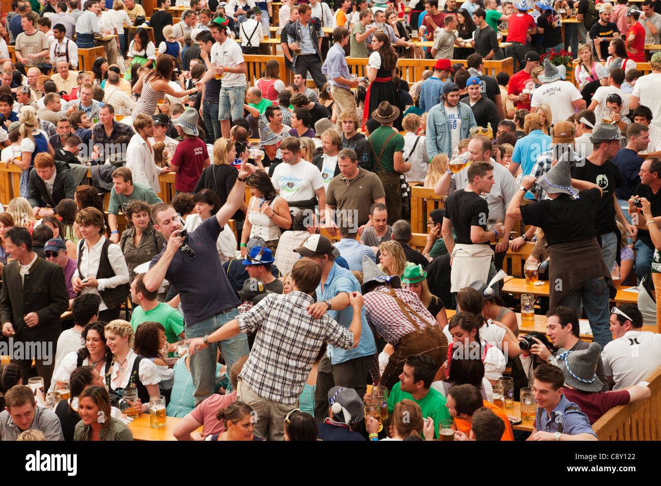 Germany, Bavaria, Munich, Oktoberfest, Typical Beer Tent Scene Stock ...