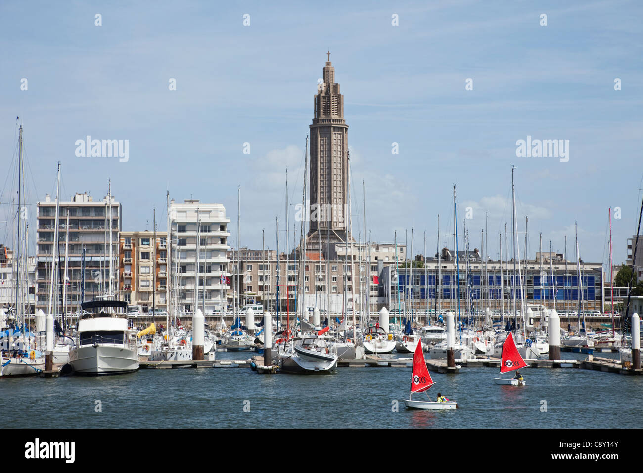 France, Normandy, Le Havre, Yacht Marina and City Skyline Stock Photo ...