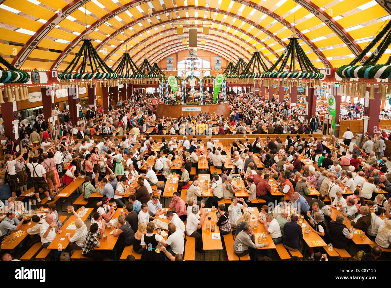 Germany, Bavaria, Munich, Oktoberfest, Typical Beer Tent Scene Stock ...
