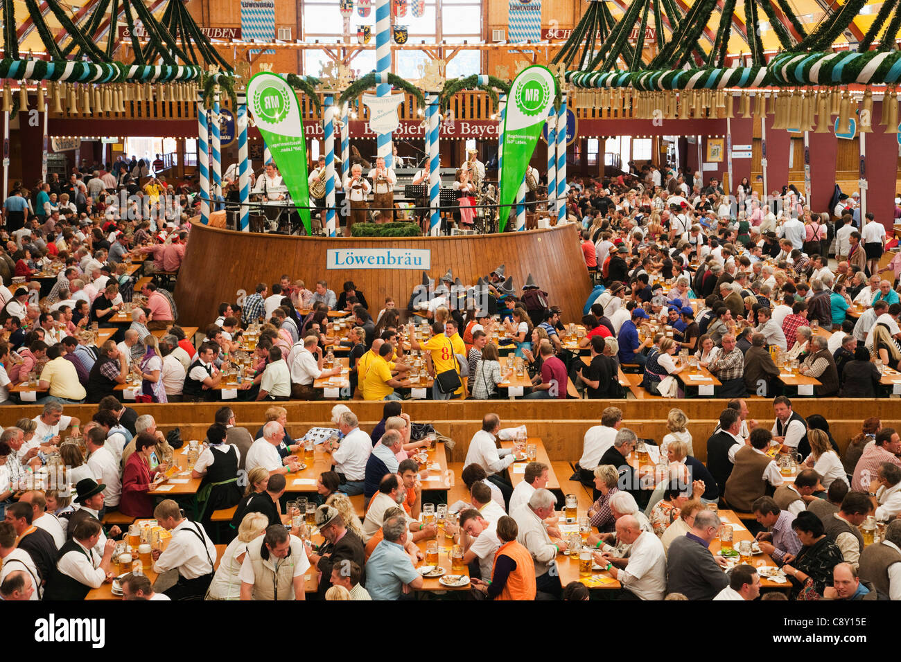 Germany, Bavaria, Munich, Oktoberfest, Typical Beer Tent Scene Stock ...
