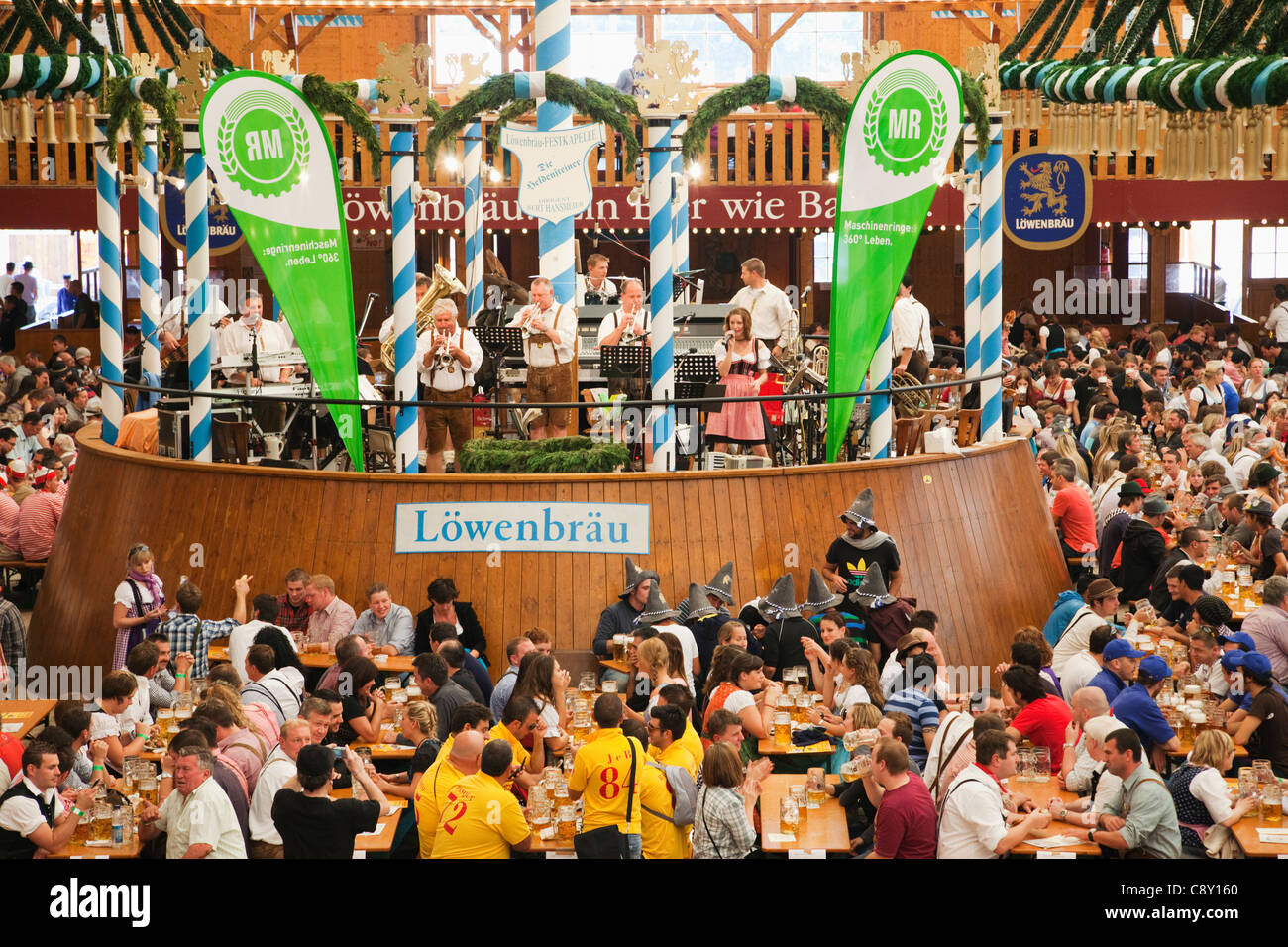 Germany, Bavaria, Munich, Oktoberfest, Typical Beer Tent Scene Stock ...