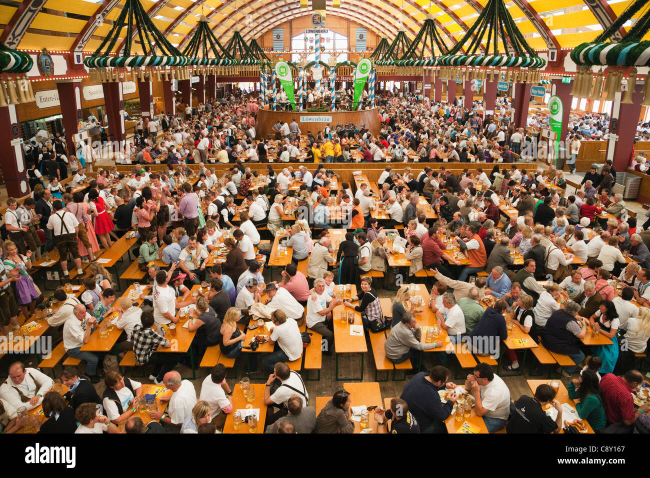 Germany, Bavaria, Munich, Oktoberfest, Typical Beer Tent Scene Stock ...