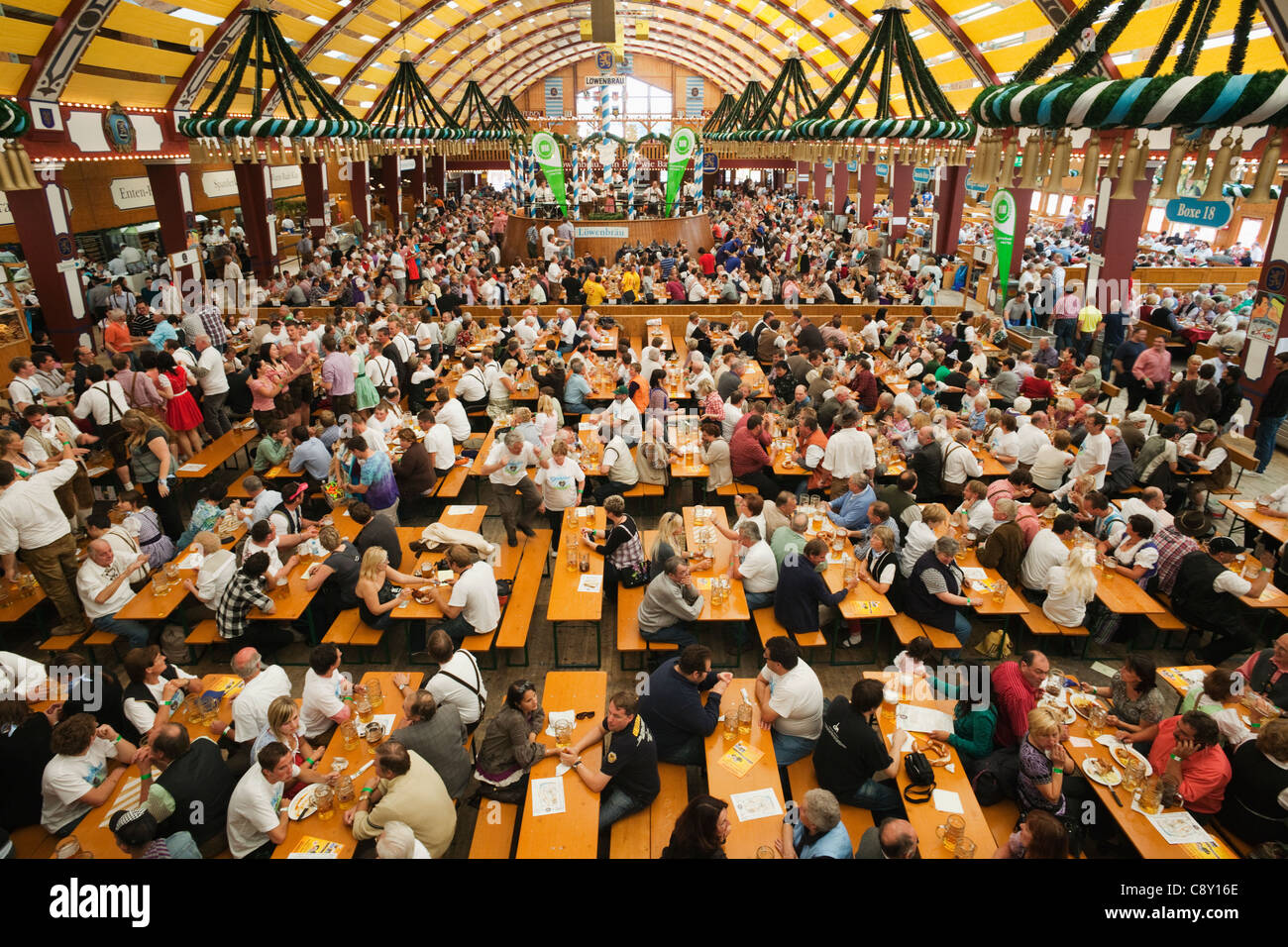 Germany, Bavaria, Munich, Oktoberfest, Typical Beer Tent Scene Stock ...
