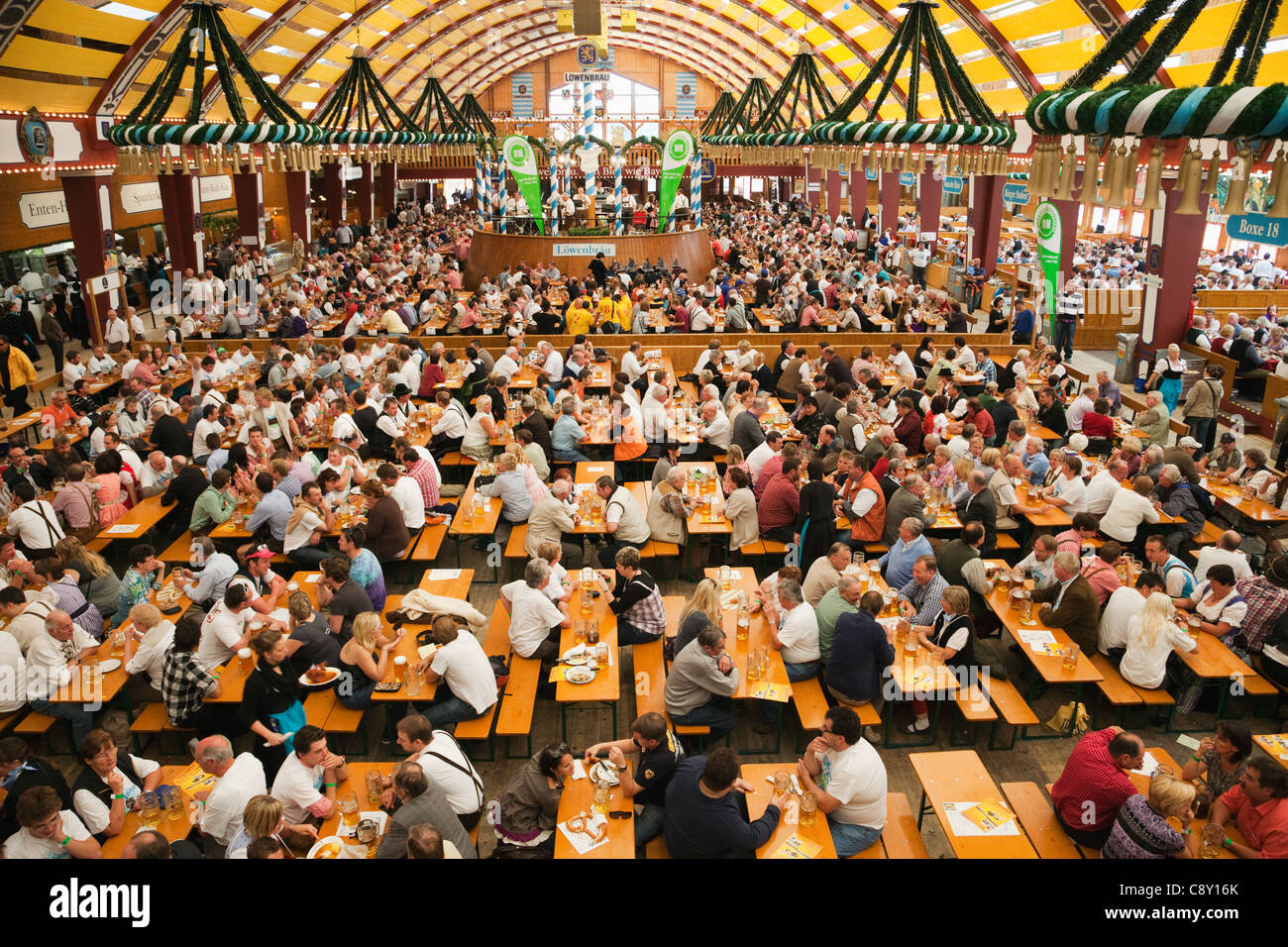Germany, Bavaria, Munich, Oktoberfest, Typical Beer Tent Scene Stock ...