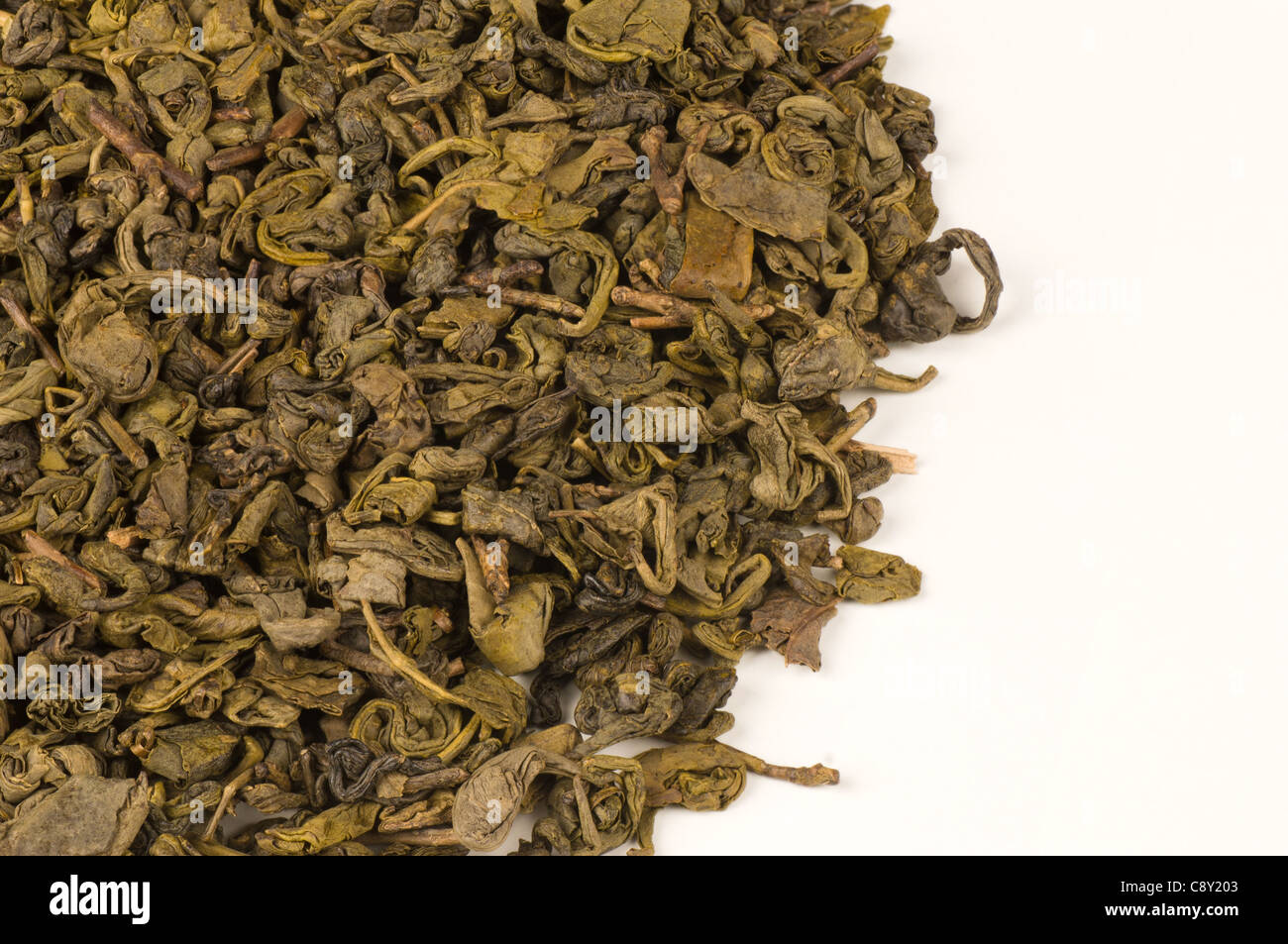 Closeup take of dried green tea leaves Stock Photo - Alamy