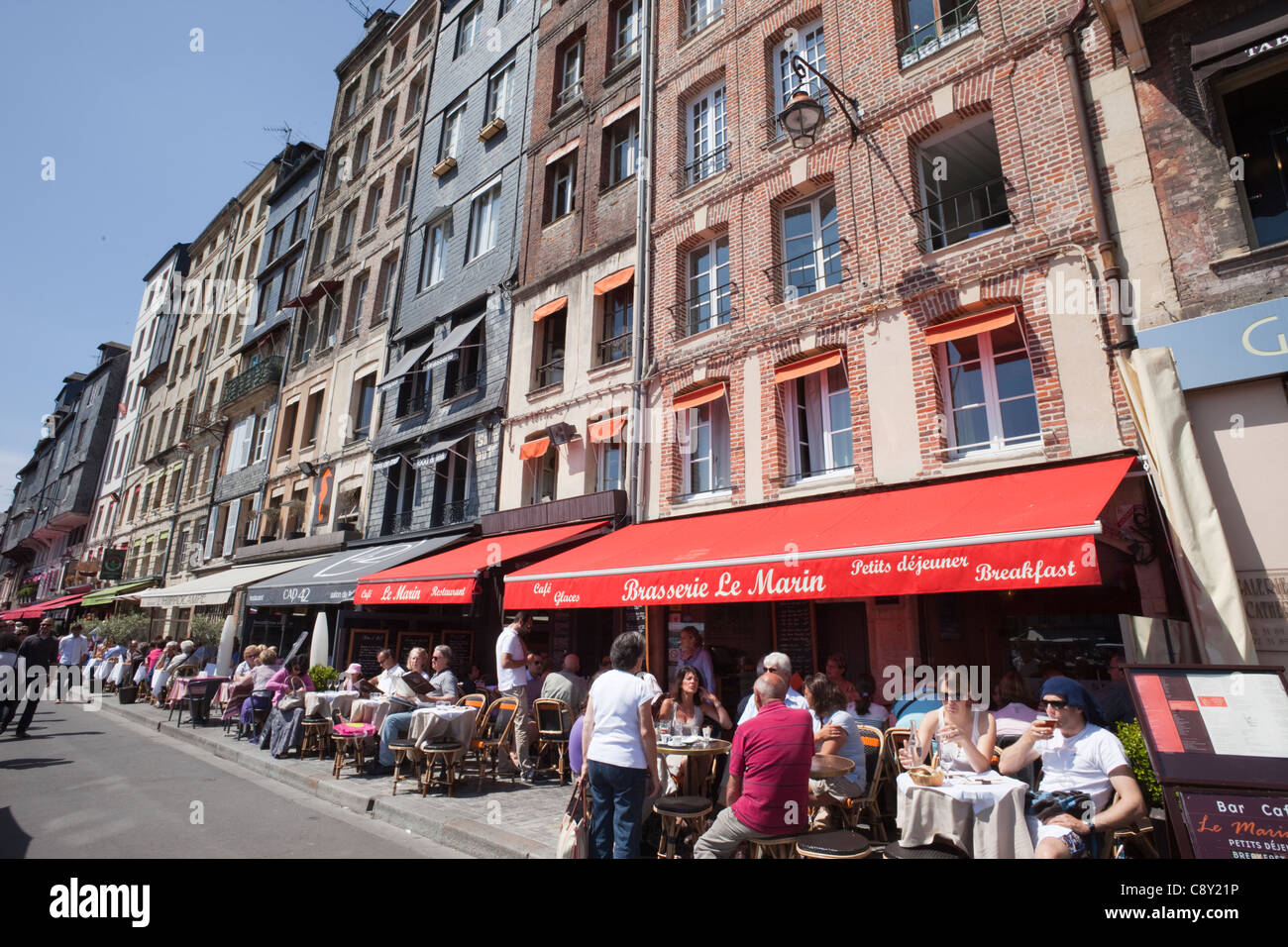 France, Normandy, Honfleur, Restaurants and Outdoor Cafes Stock Photo ...