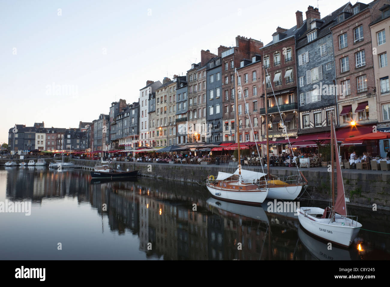 France, Normandy, Honfleur, Restaurants and Outdoor Cafes Stock Photo ...