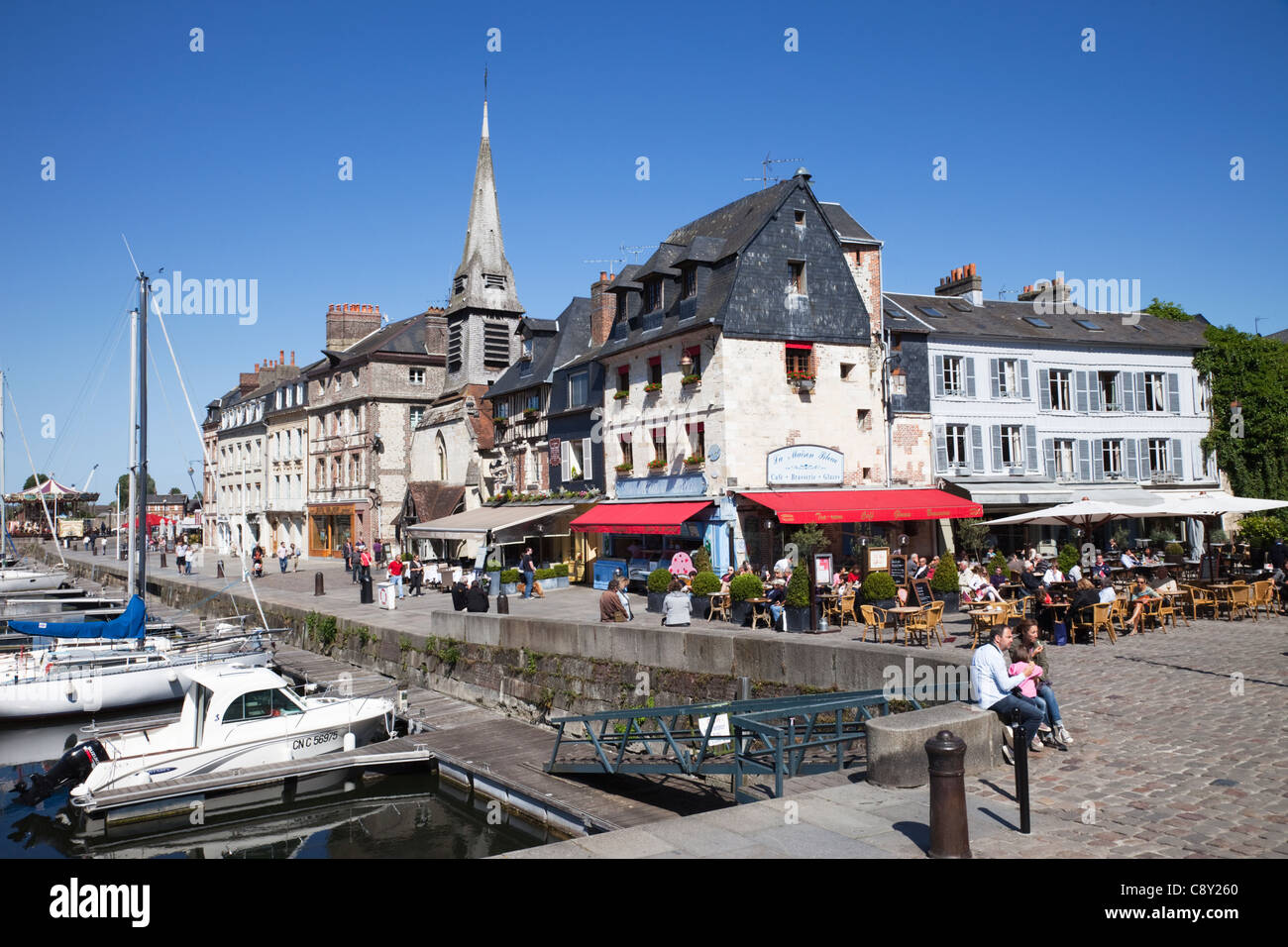France, Normandy, Honfleur, Restaurants and Outdoor Cafes Stock Photo ...