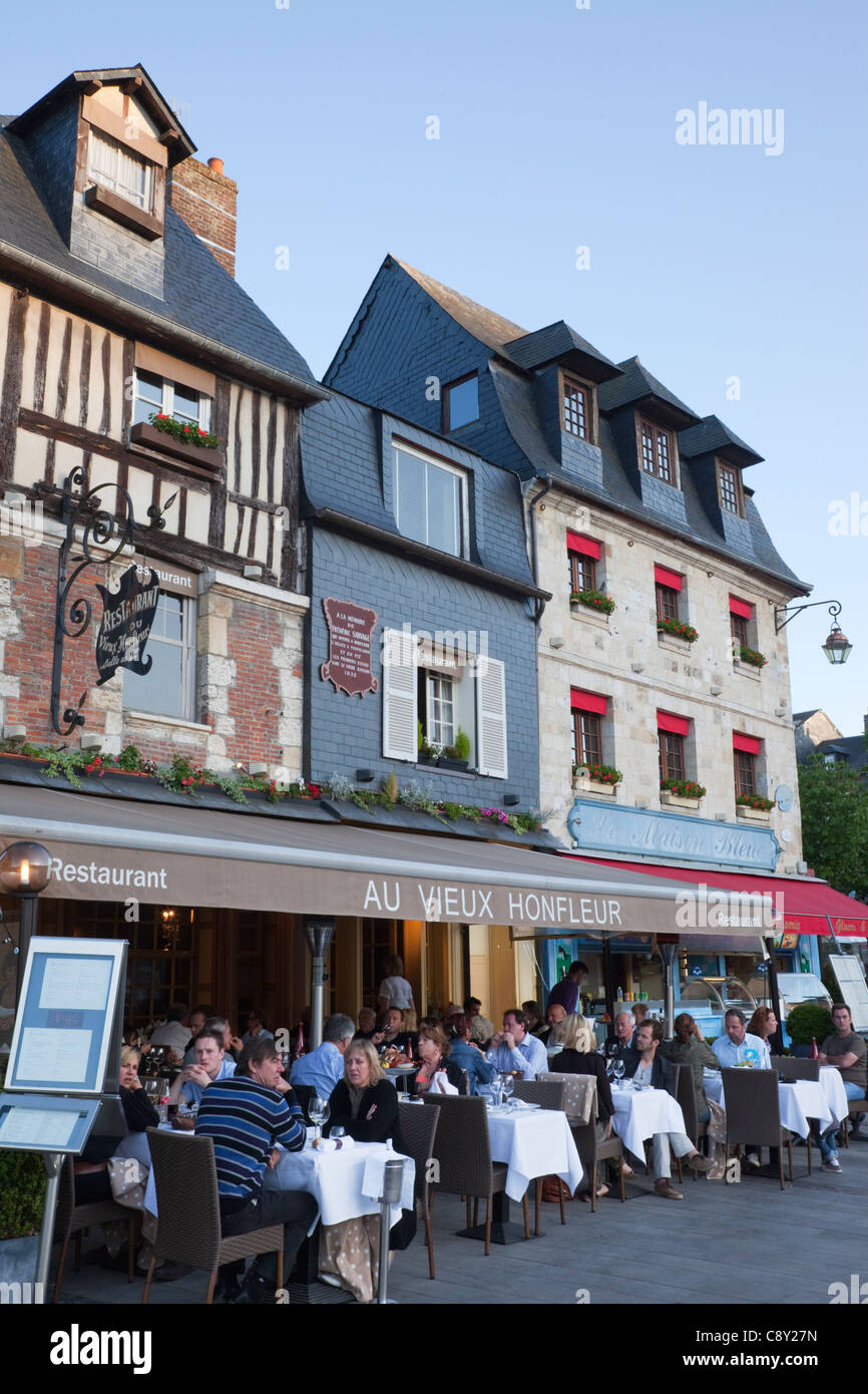 France, Normandy, Honfleur, Restaurants and Outdoor Cafes Stock Photo ...