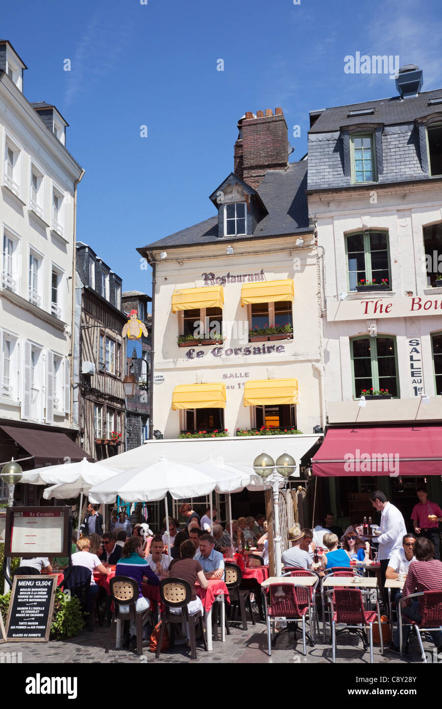 France, Normandy, Honfleur, Restaurants and Outdoor Cafes Stock Photo ...
