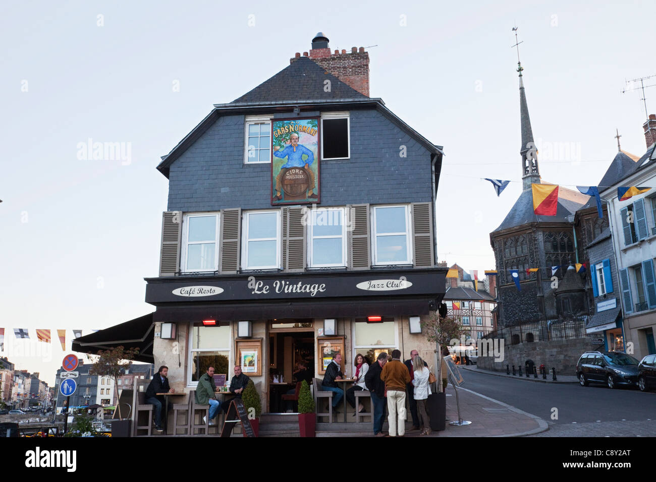 France, Normandy, Honfleur, Restaurants and Outdoor Cafes Stock Photo ...