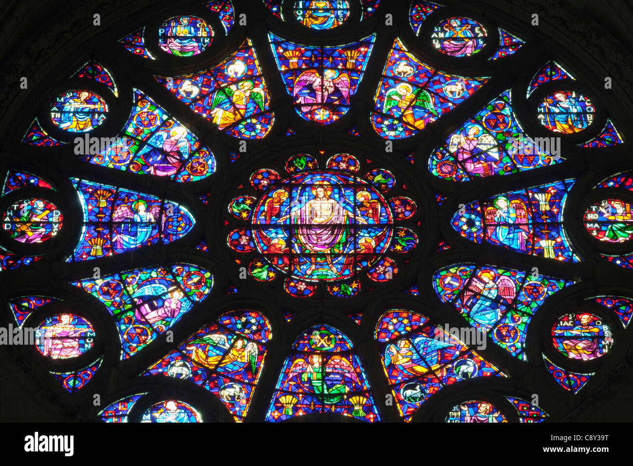 France, Champagne, Reims, Reims Cathedral, The Rose Window Stock Photo ...