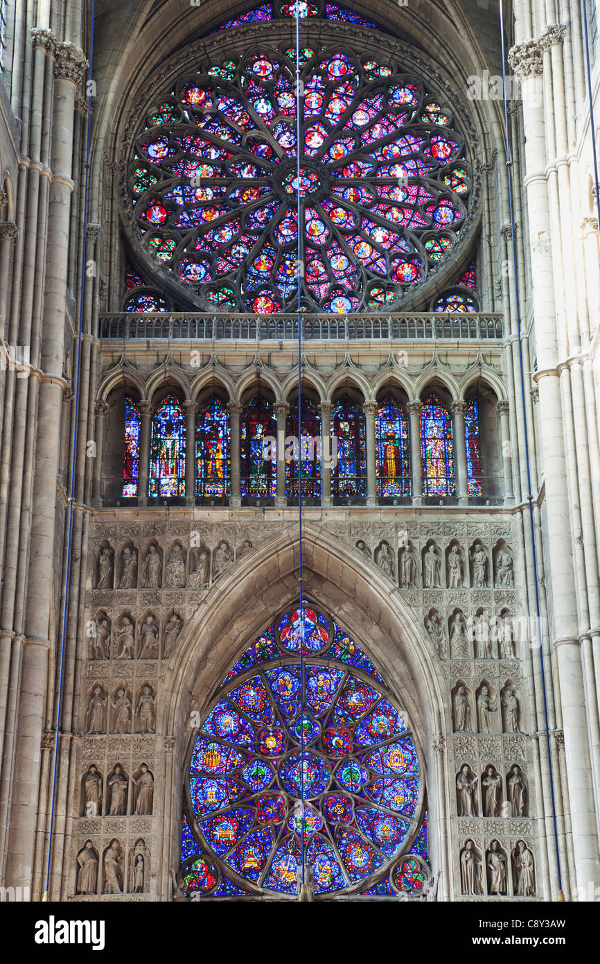 France, Champagne, Reims, Reims Cathedral, Cathedral Stained Glass ...