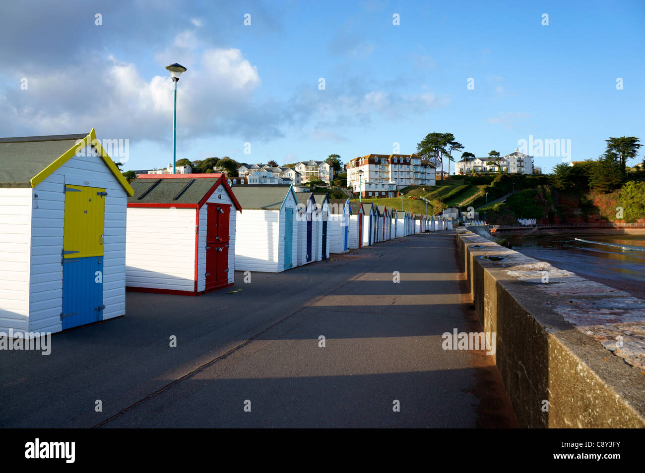 Beach Huts on the Promenade at Goodrington Sands in Paignton, Devon ...