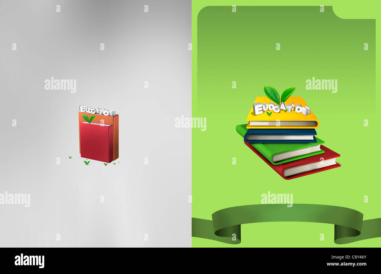 Two Sides Education Image Of Books Stock Photo - Alamy