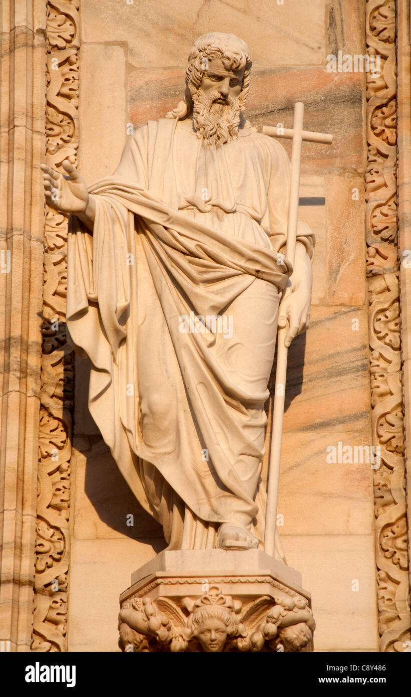 Milan - The apostle Andrew statue from west facade of Duomo cathedral ...
