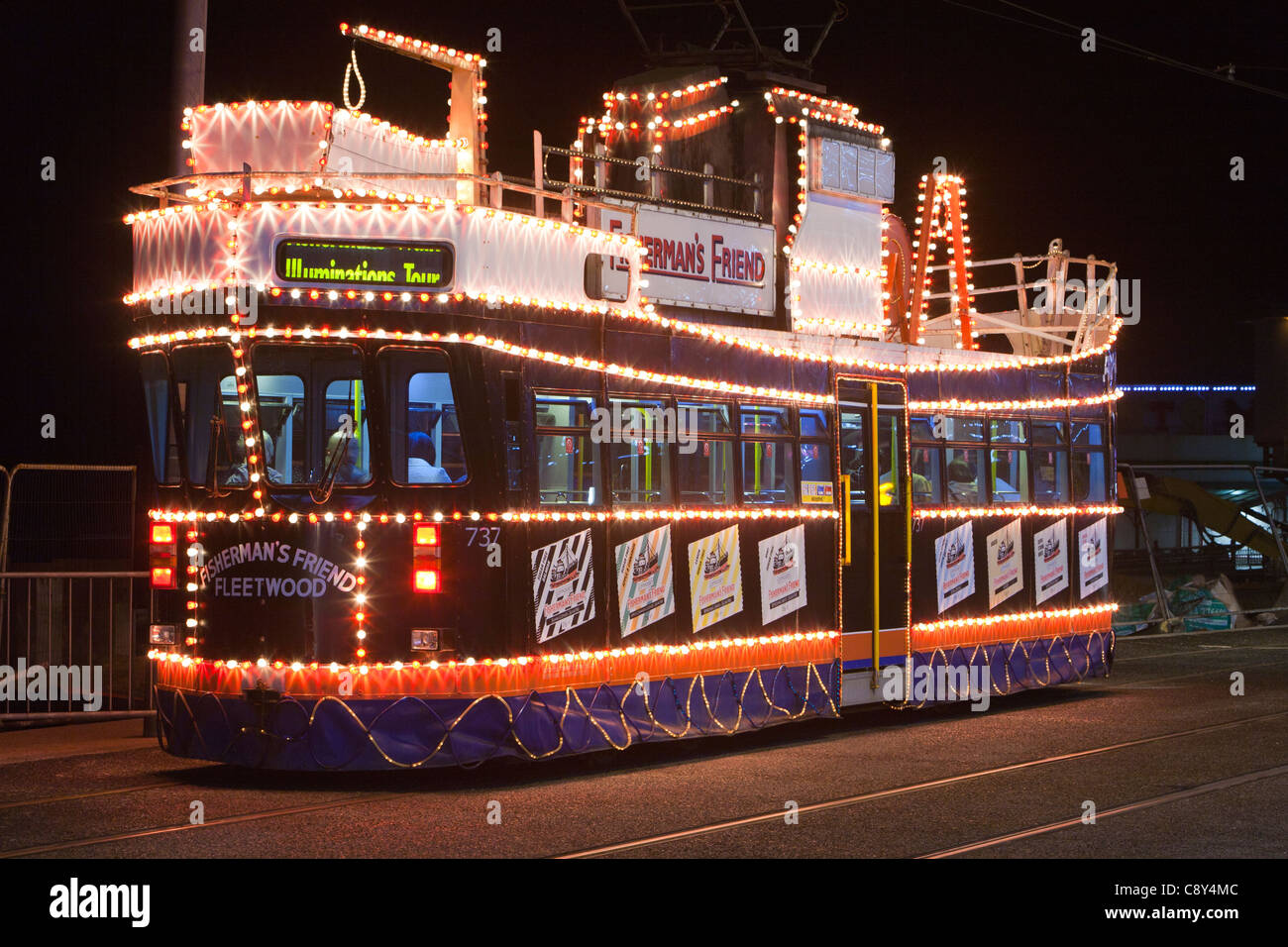 An electric tram dressed up as a boat for the annual, Blackpool ...