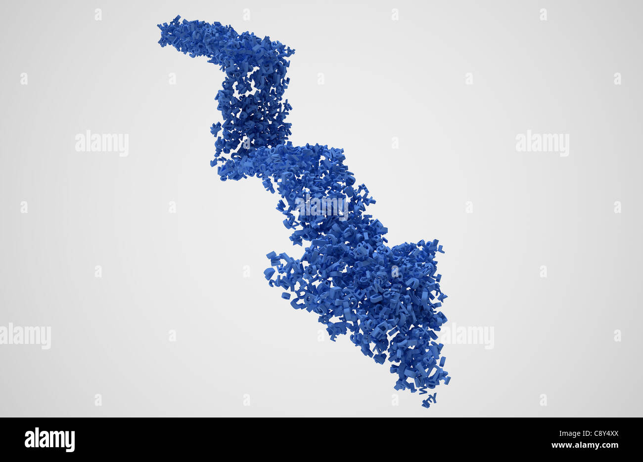 Blue Kinked Arrow Shape By Alphabets And Numbers Stock Photo - Alamy