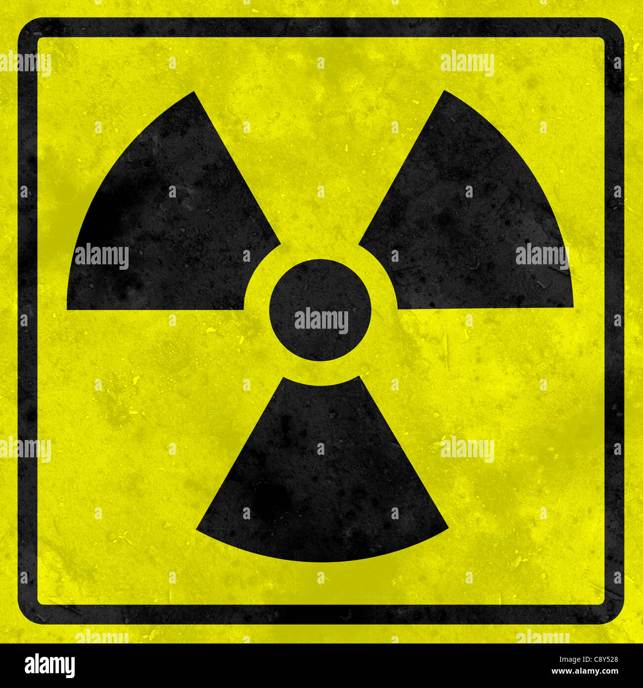 Radioactive area heavily used dirty and stained sign Stock Photo - Alamy