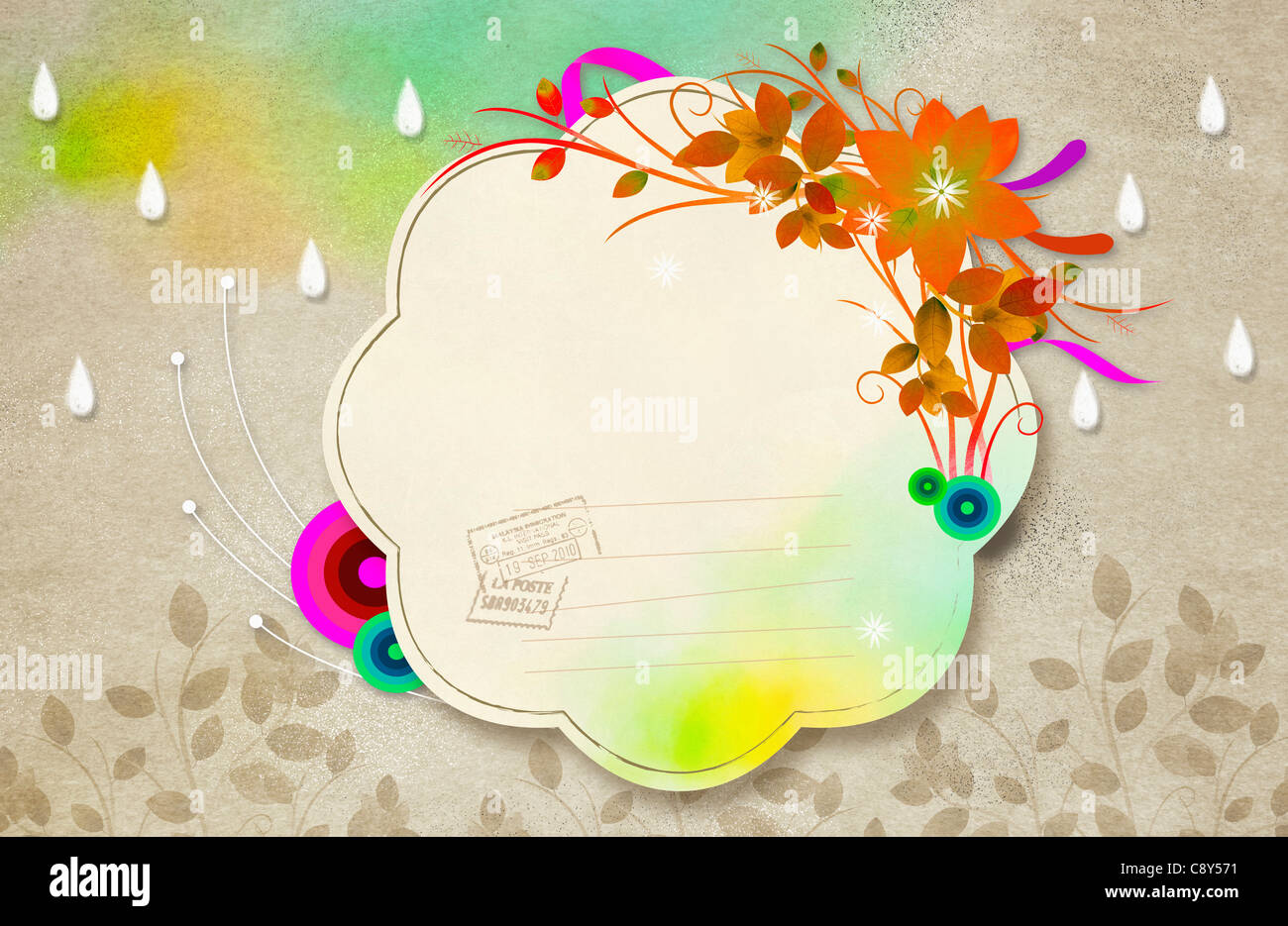 Image Of Flower Shape Letter Paper With Brown Leaves Stock Photo - Alamy