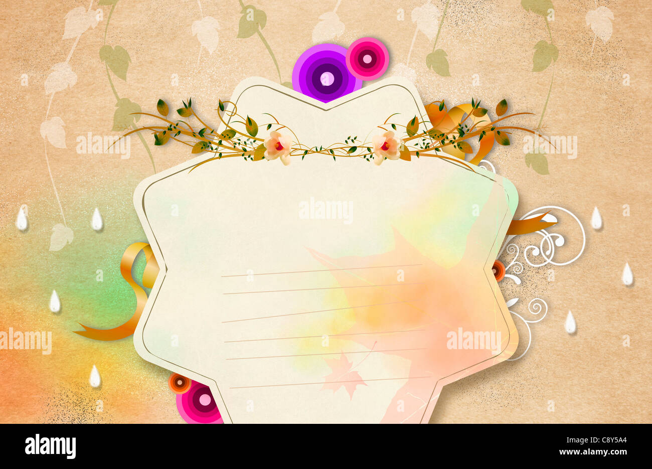 Image Of Star Shape Letter Paper With Flowers And Leaves Stock Photo ...